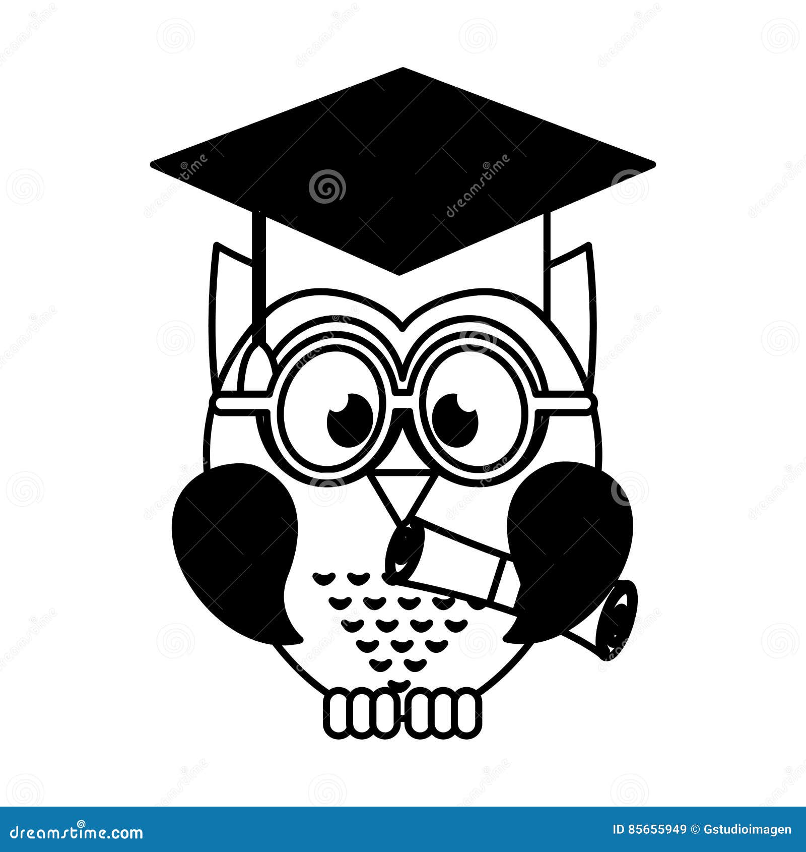 Búho Con El Sombrero De La Graduación Ilustración del Vector ...