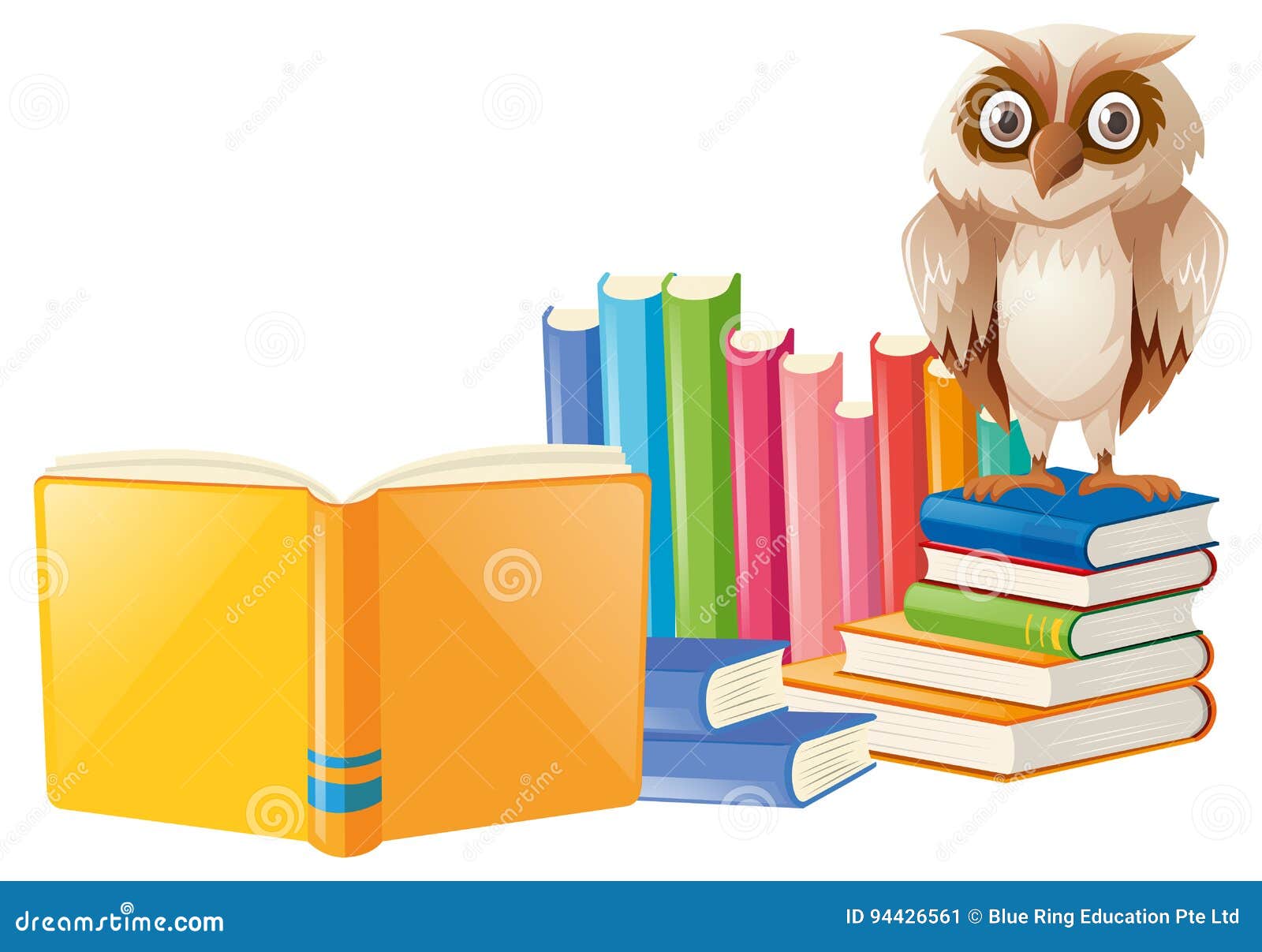 Búho De Brown Y Muchos Libros Ilustración del Vector - Ilustración de ...