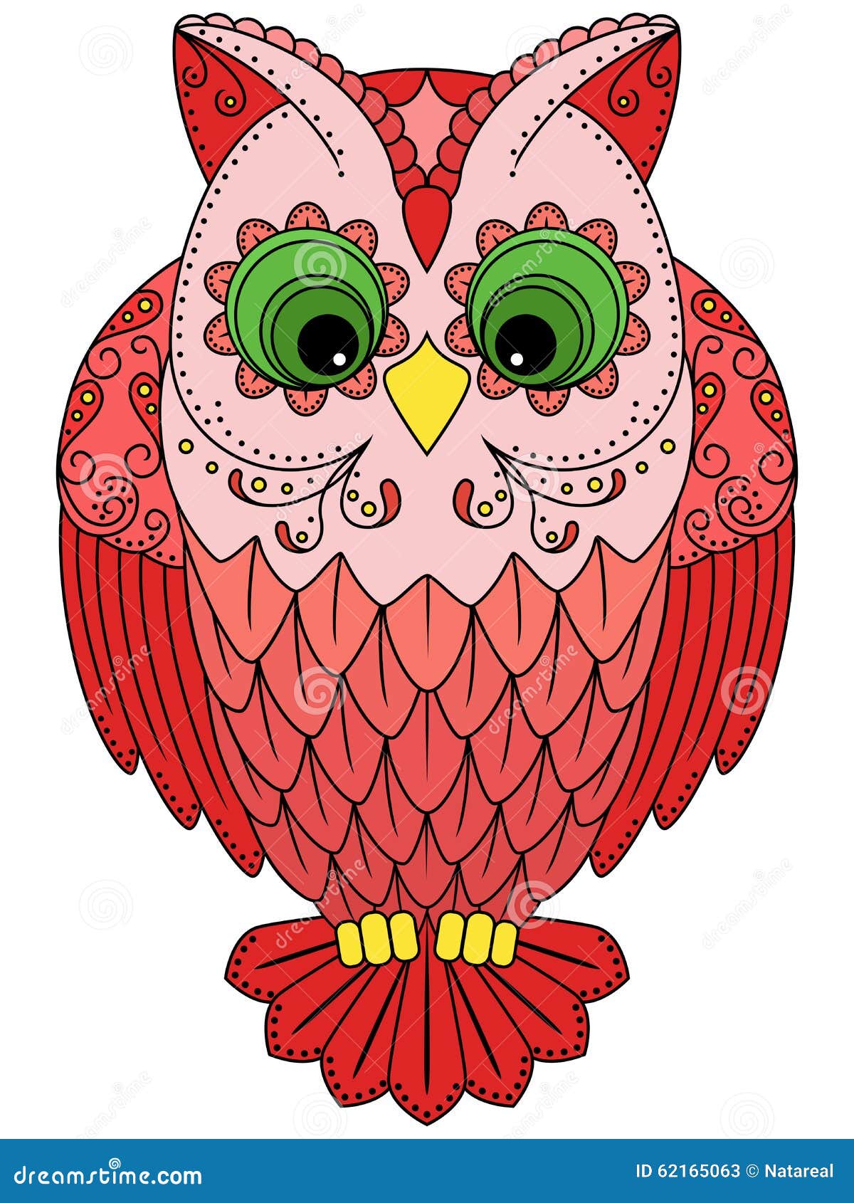 Búho rojo grande colorido ilustración del vector. Ilustración de pista ...