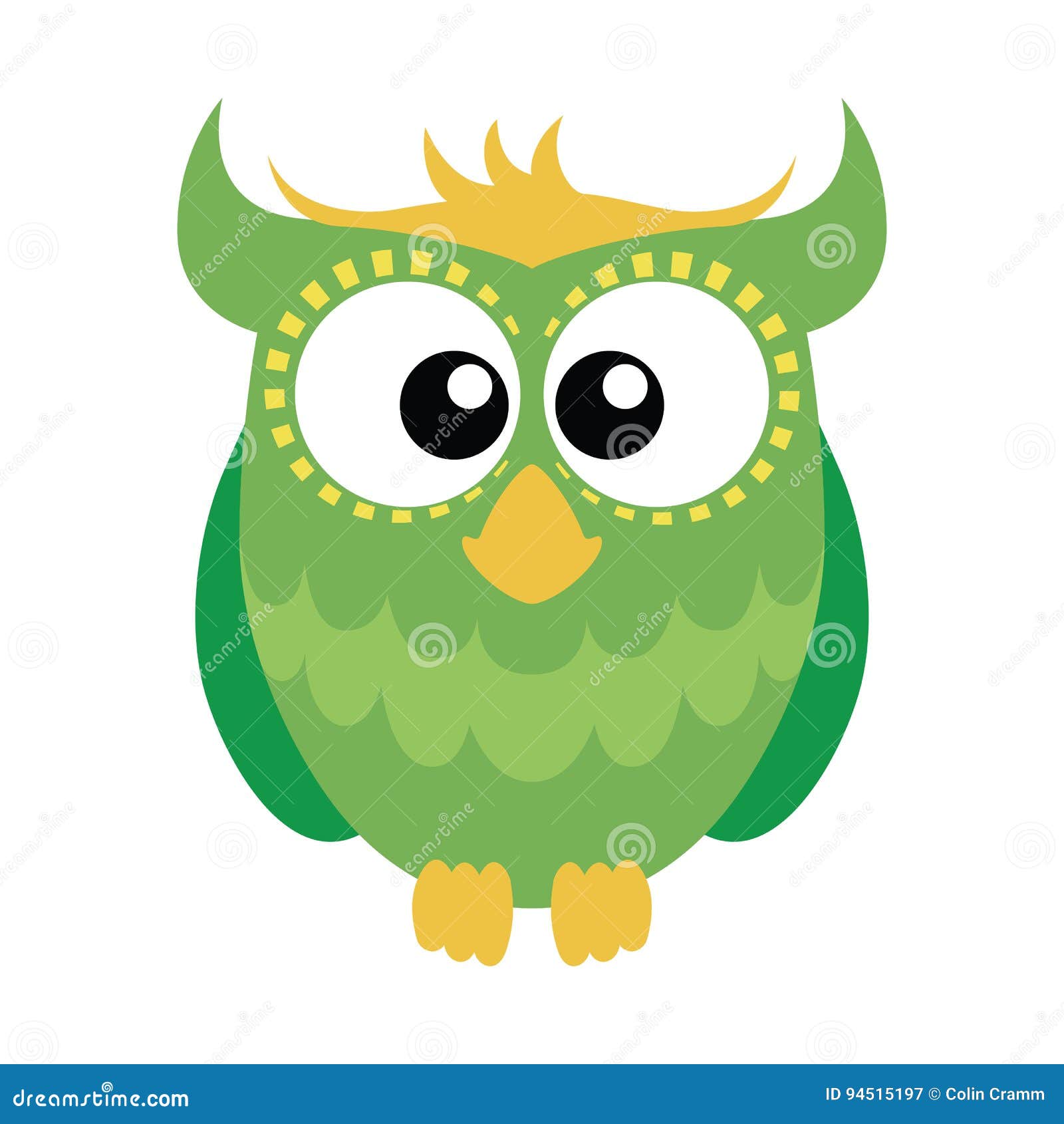 Búho Verde De La Historieta Stock de ilustración - Ilustración de lindo ...