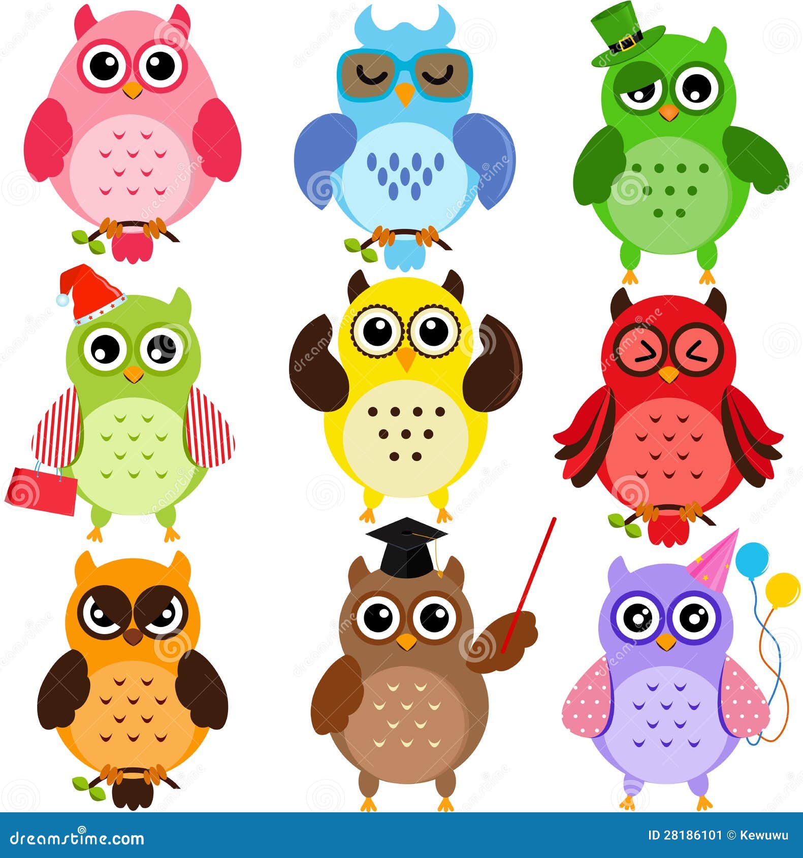 Búhos coloridos ilustración del vector. Ilustración de elemento - 28186101