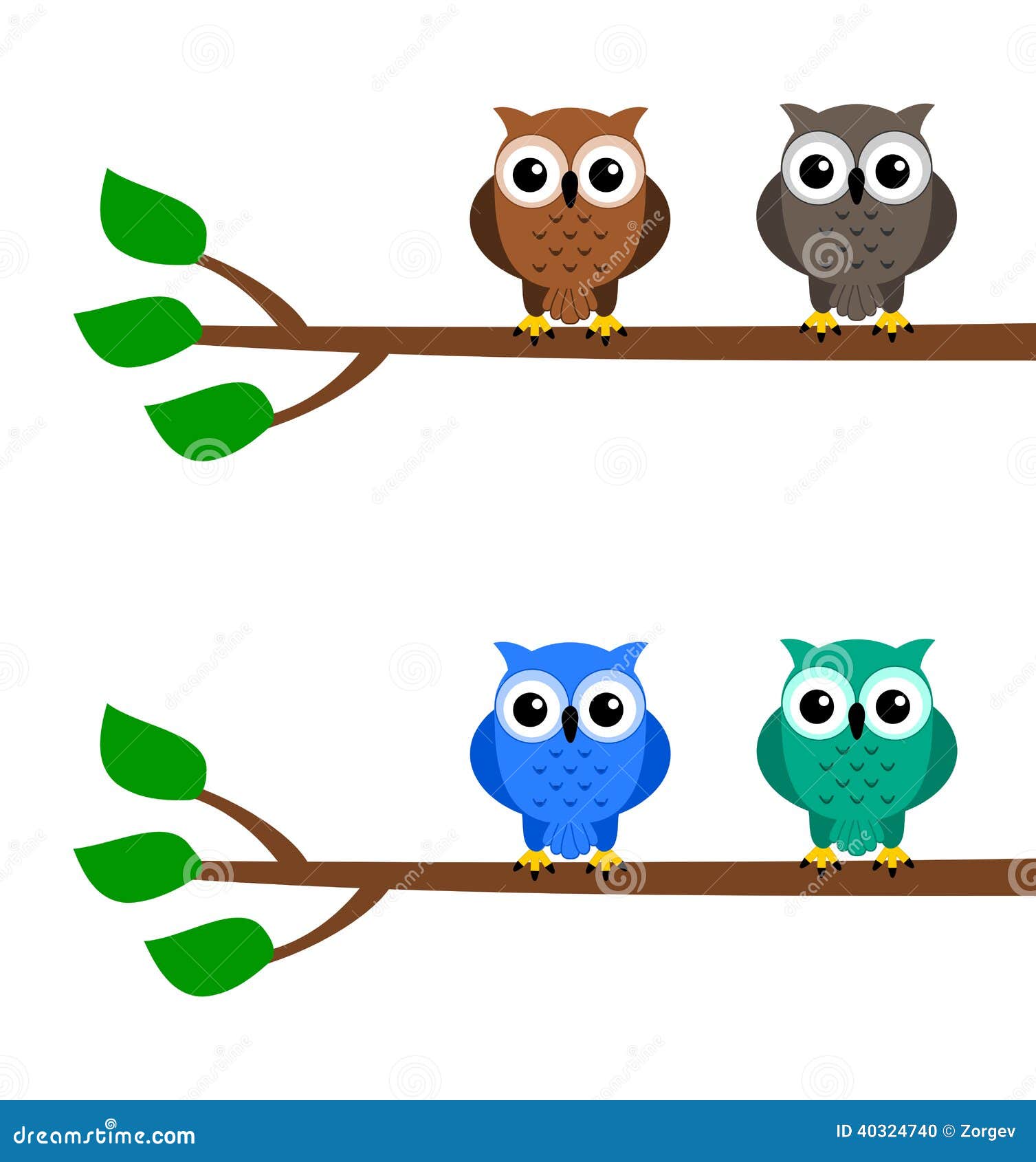 Búhos en una rama stock de ilustración. Ilustración de parque - 40324740