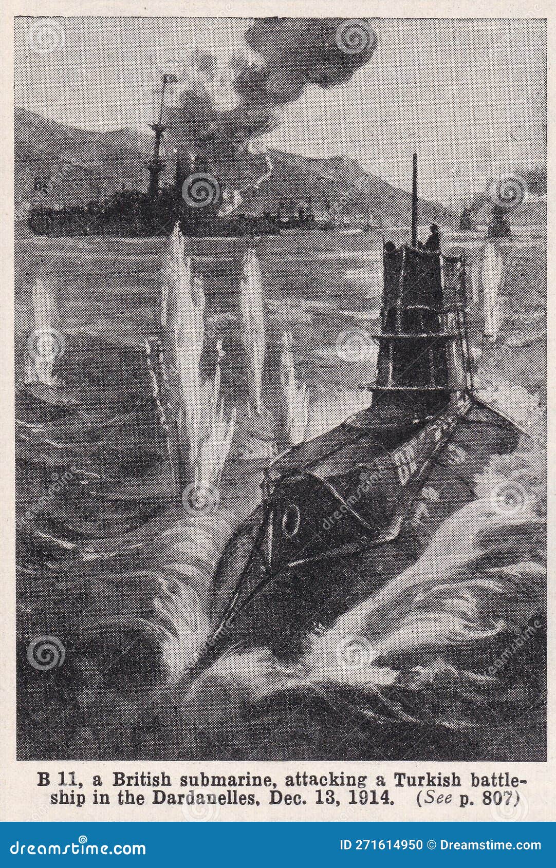 B 11, a British Submarine Attacking Editorial Image - Image of decade ...