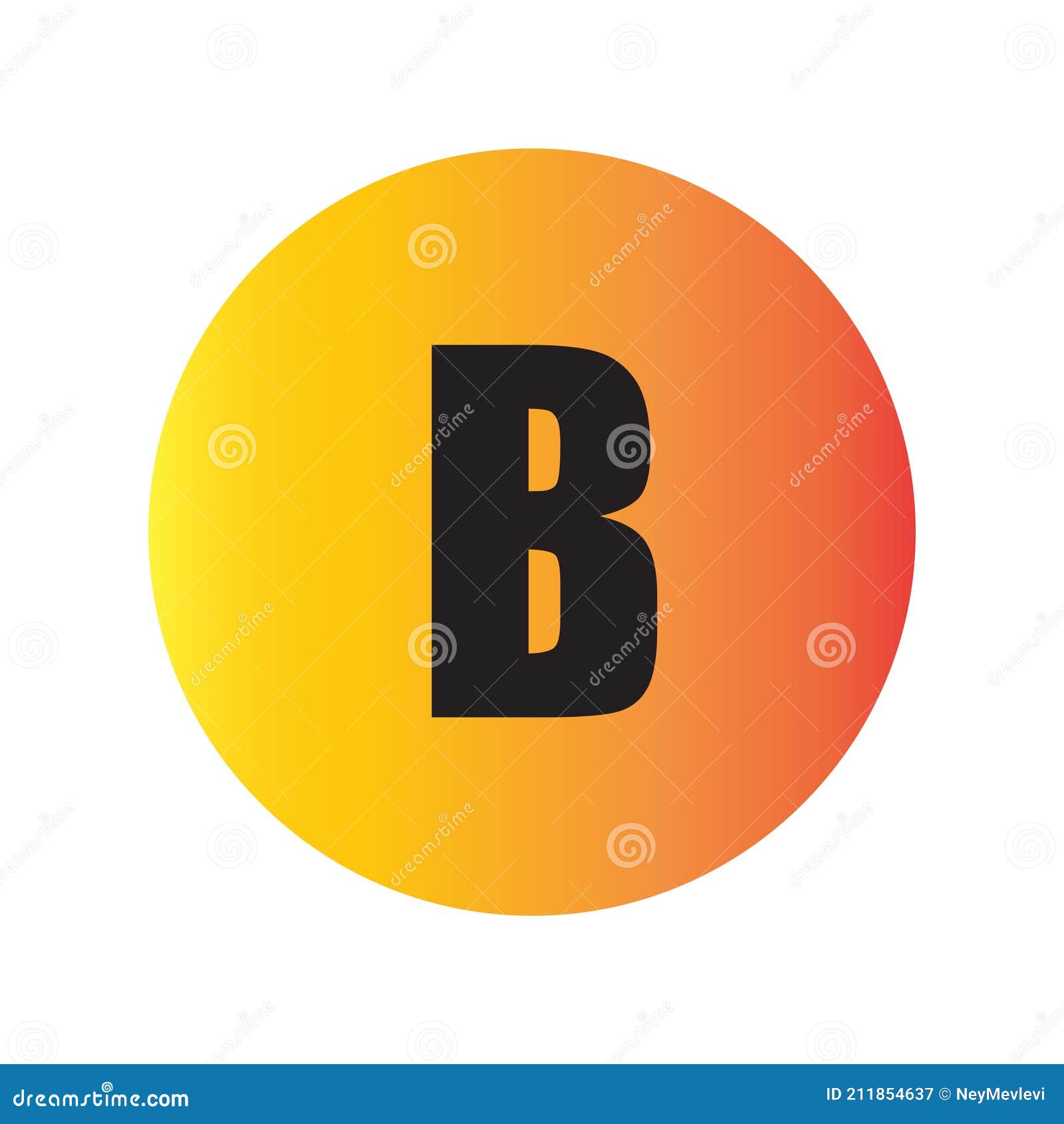 Letter B with Black Impact Font in Orange Gradation Circle Stock Vector ...