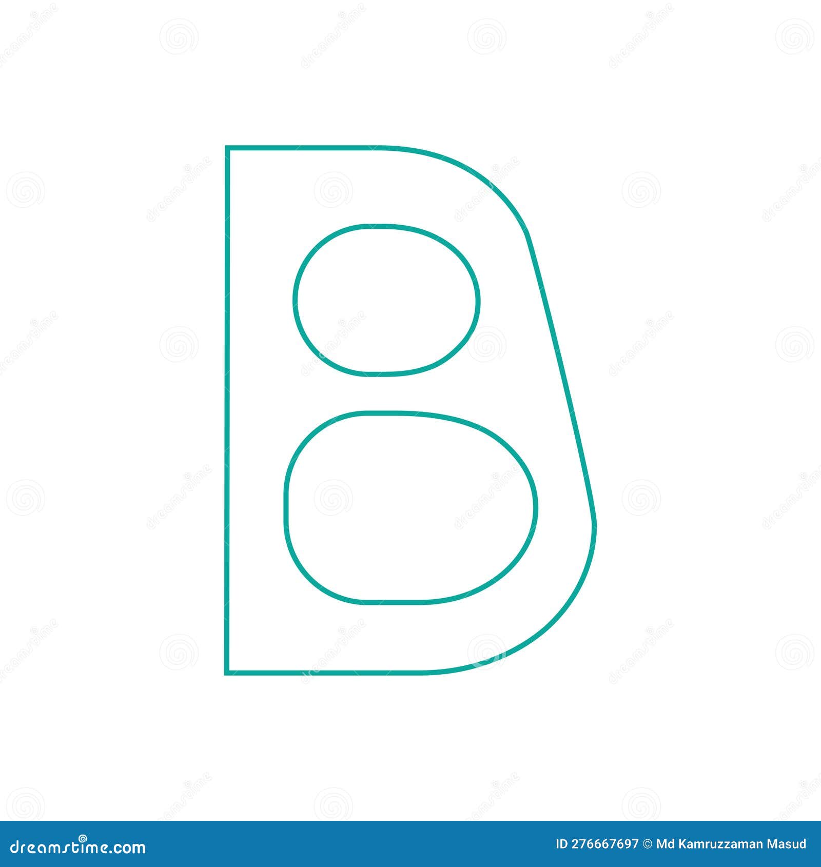 Blue Color Outline on White Background. Letter B Conceptual Text Design ...