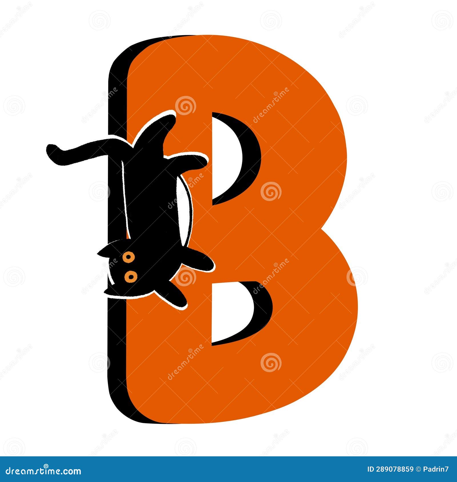 Capital Letter B,Orange Alphabet Clipart with Black Cat Stock ...