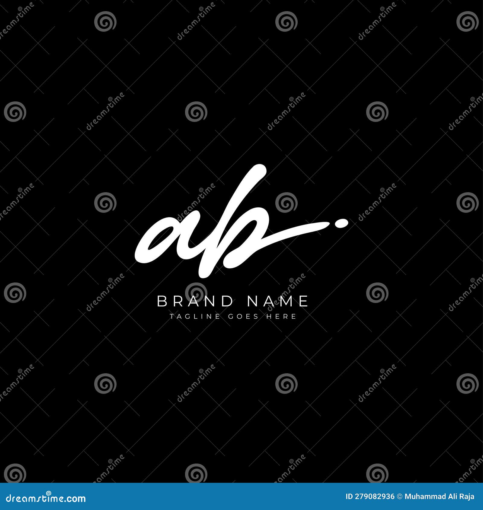 A, B, AB Initial Letter Handwritten and Signature Vector Image Logo ...