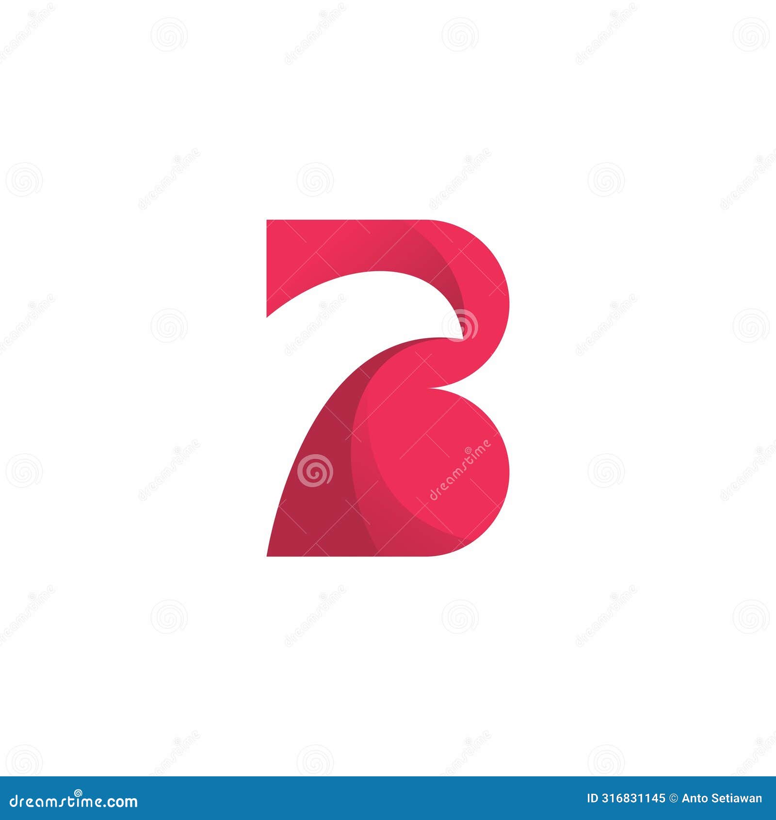 B Abstract Logo Design with Pink Color. Letter B Icon Stock Vector ...