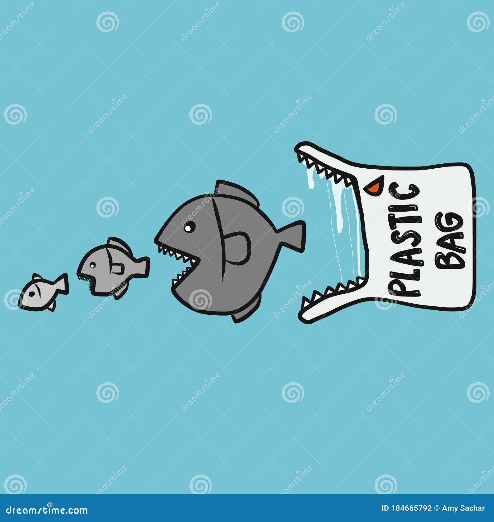 Fishes In Plastic Bag. Massive Plastic Pollution Underwater Concept ...