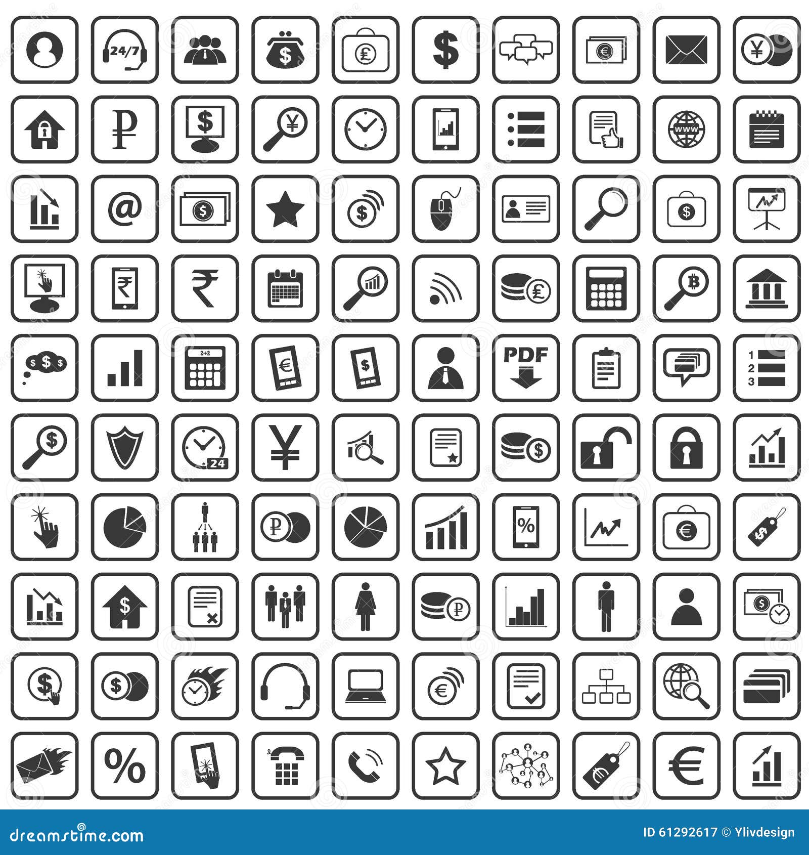 100 B2B icons set stock vector. Illustration of graphic - 61292617