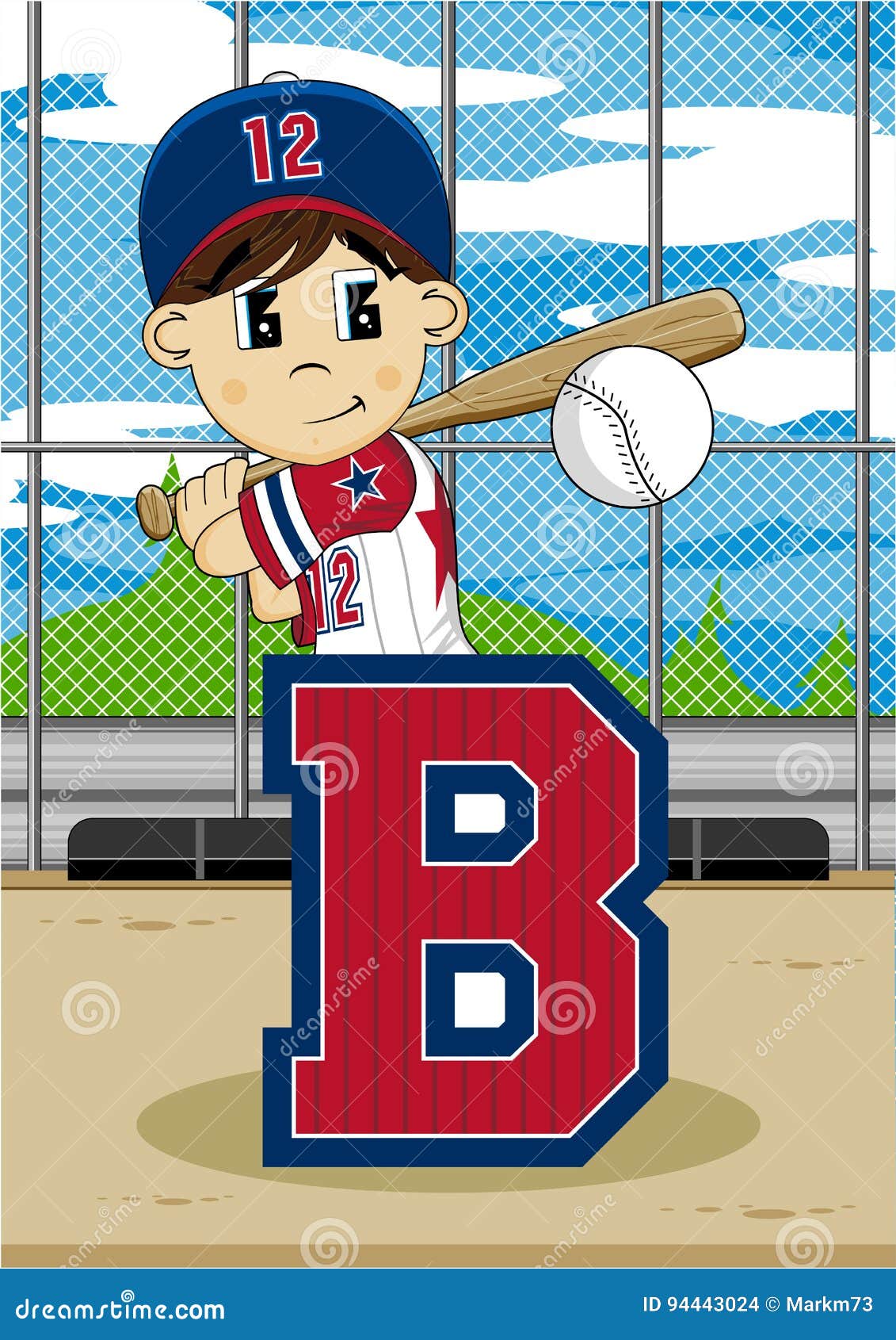 B is for Baseball stock vector. Illustration of adorable - 94443024