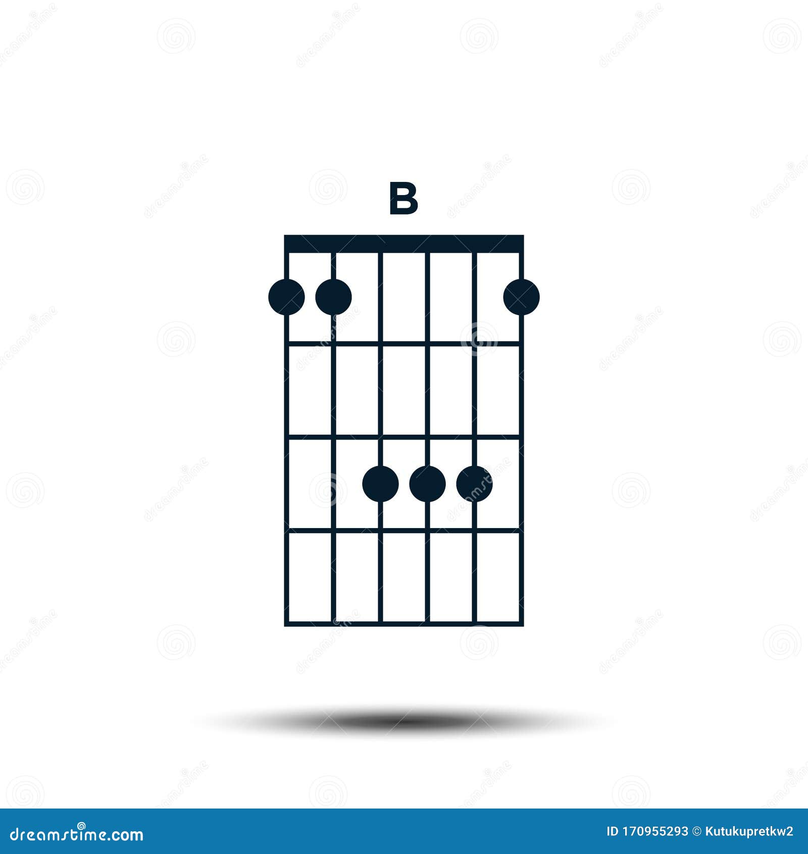 B, Basic Guitar Chord Chart Icon Vector Template Stock Vector ...