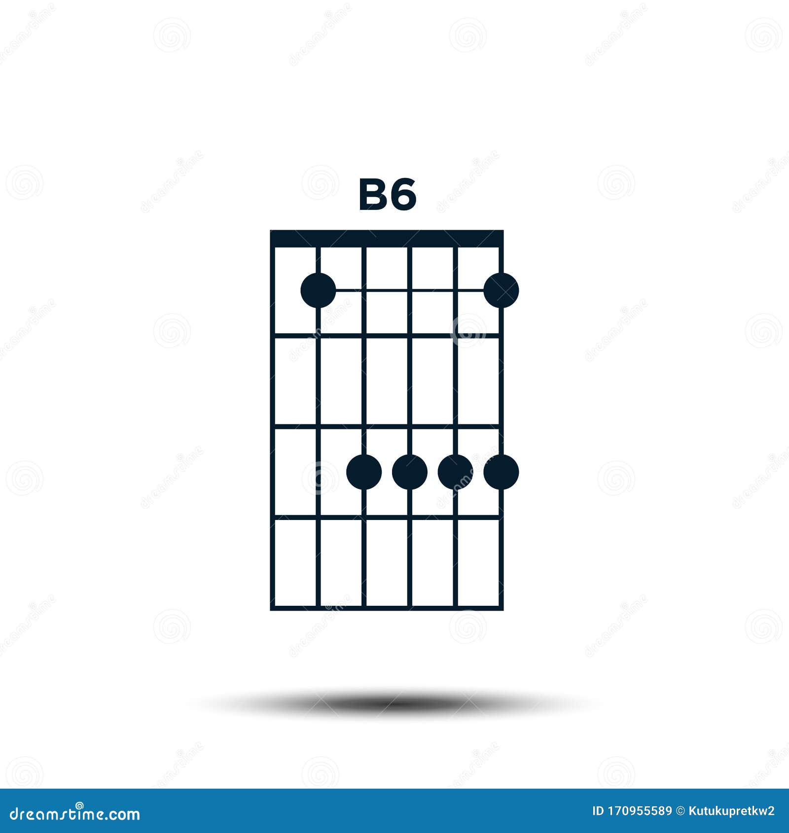 B6, Basic Guitar Chord Chart Icon Vector Template Stock Vector ...
