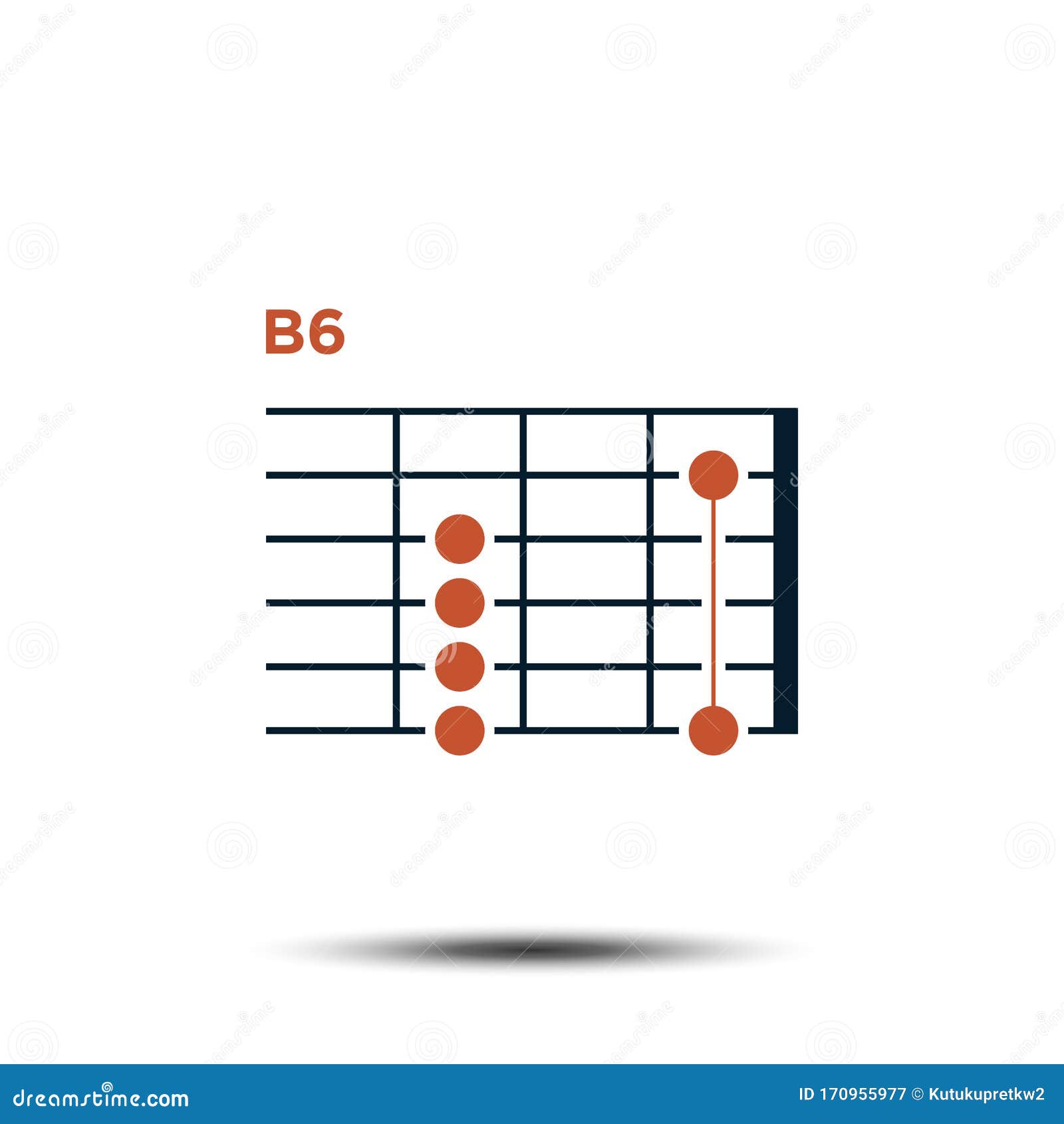 B6, Basic Guitar Chord Chart Icon Vector Template Stock Vector ...