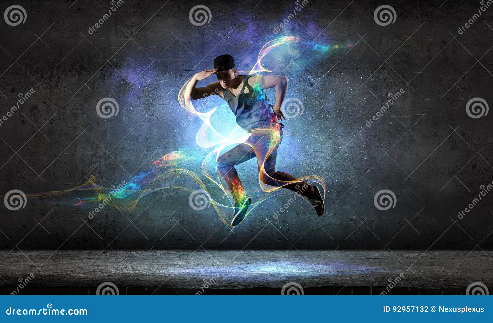 B-boy Performing Some Moves . Mixed Media Stock Photo - Image of jump ...