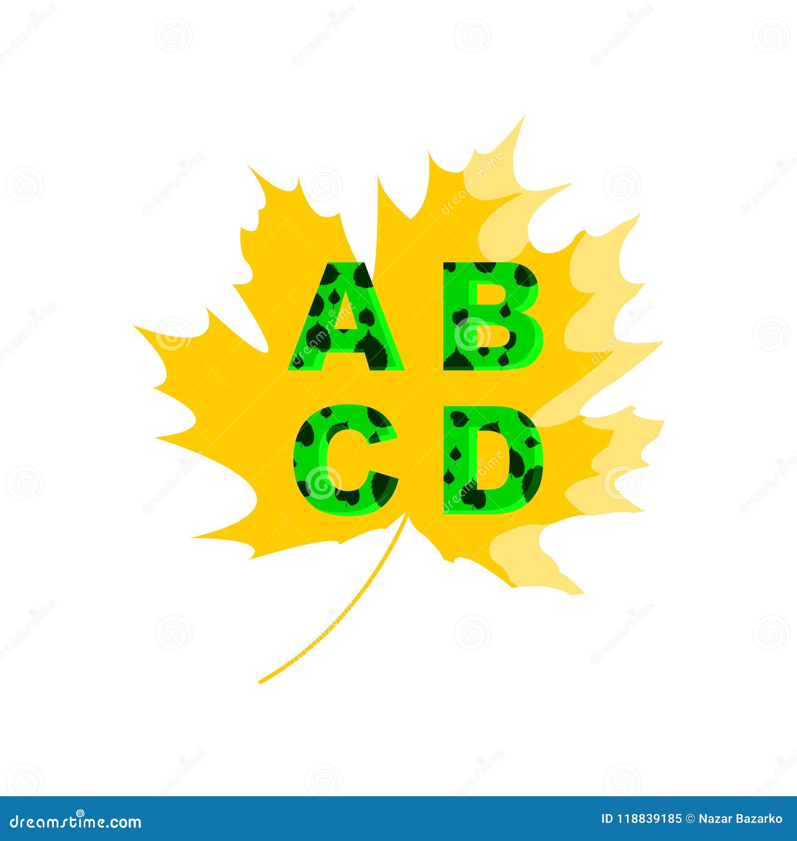 A, B, C, D Letters in the Background of Maple Leaf. Vector Stock ...