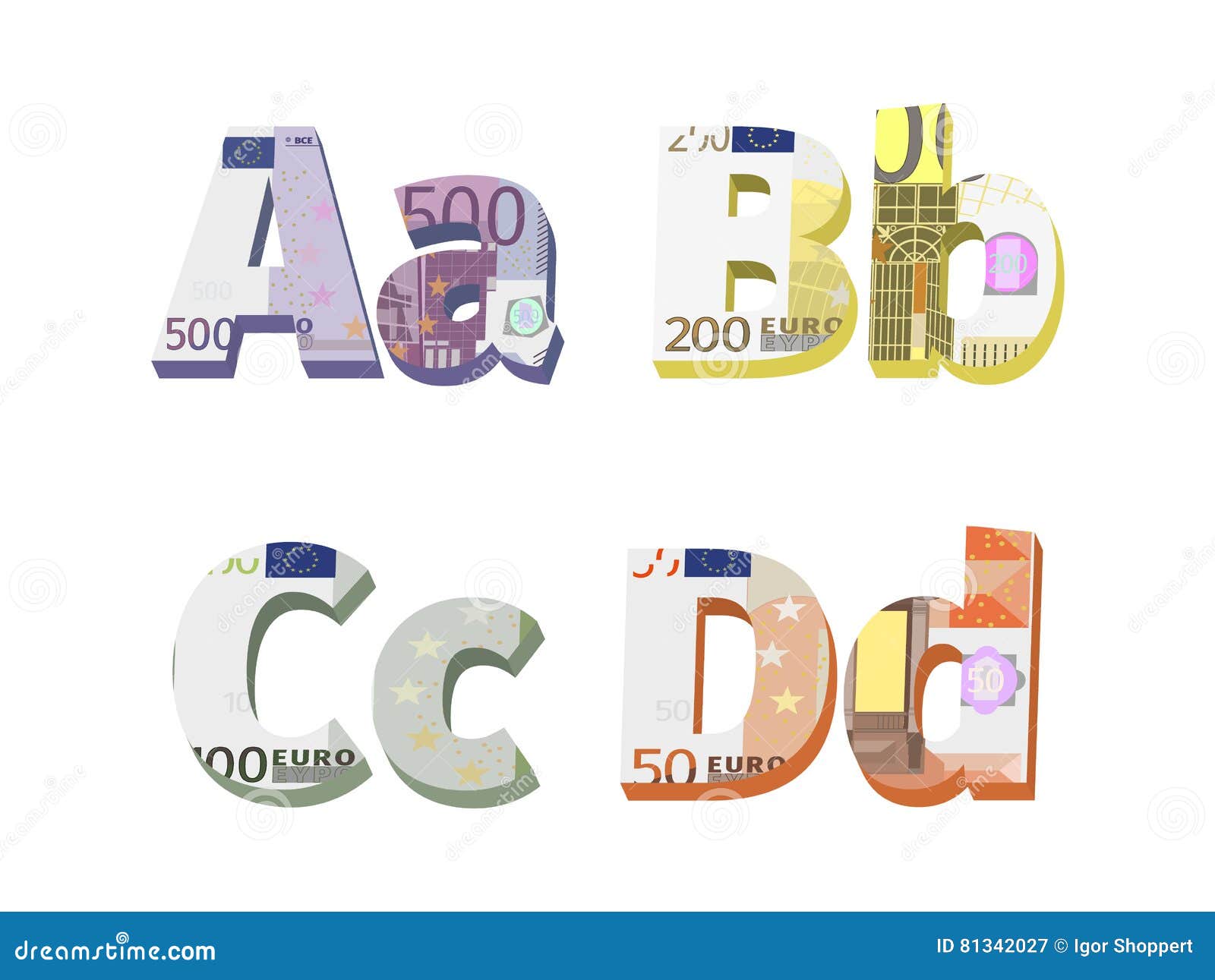 A; b; c; d letters stock vector. Illustration of word - 81342027