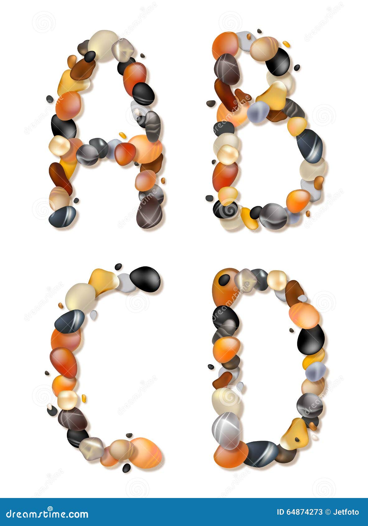 A,B,C,D. Letters of Pebbles Stock Vector - Illustration of alphabet ...