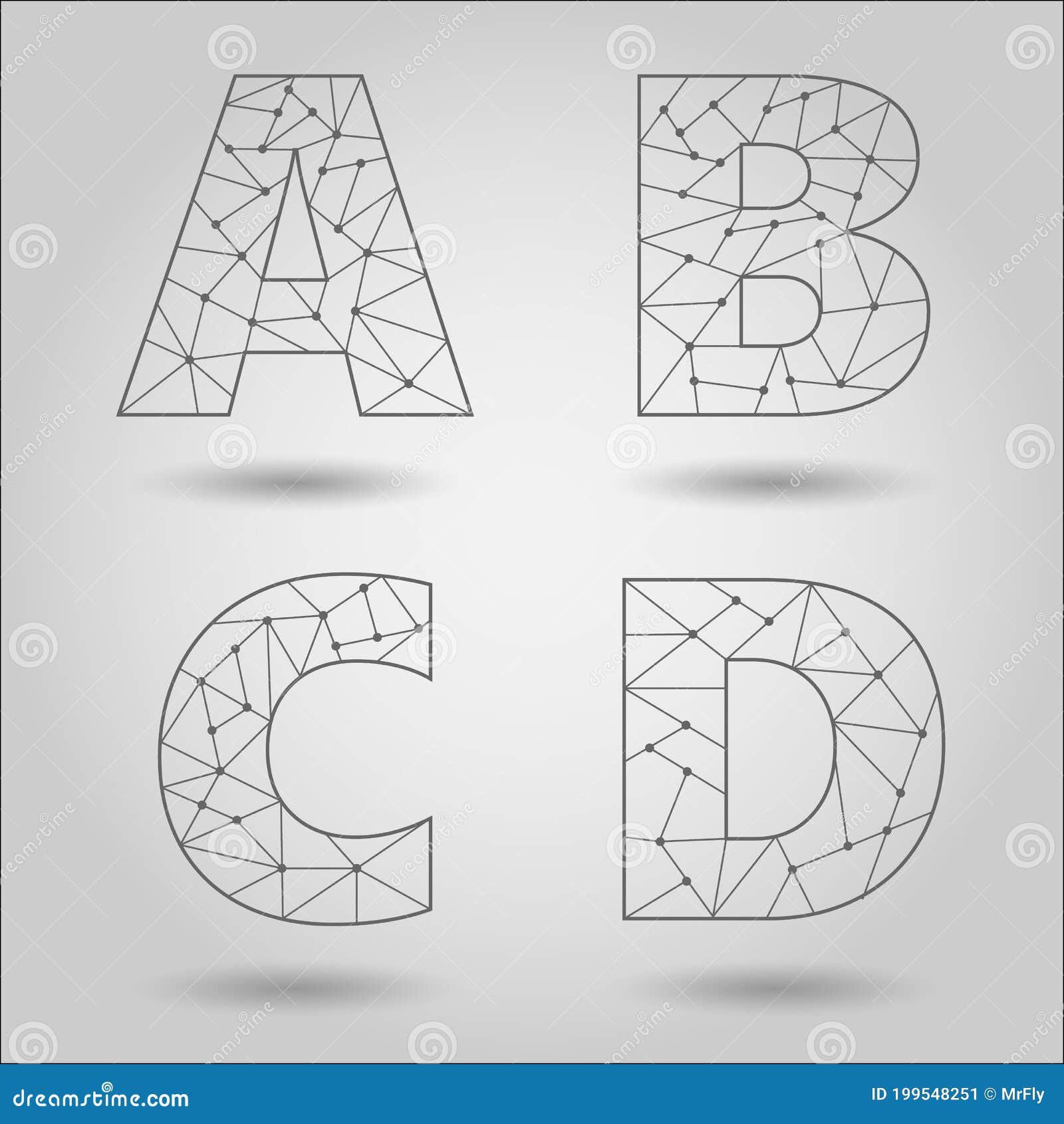A B C D Vector Mesh Letters, Vector Illustration Stock Vector ...