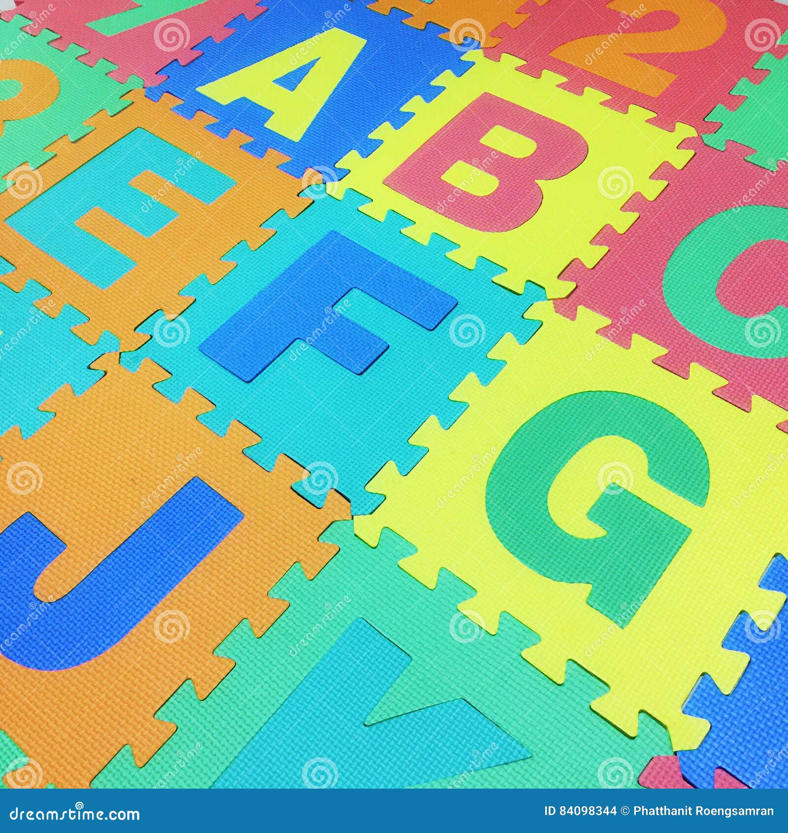 A, B, C, E, F,G And J Text Jigsaw Tile Floor On White Background Stock ...