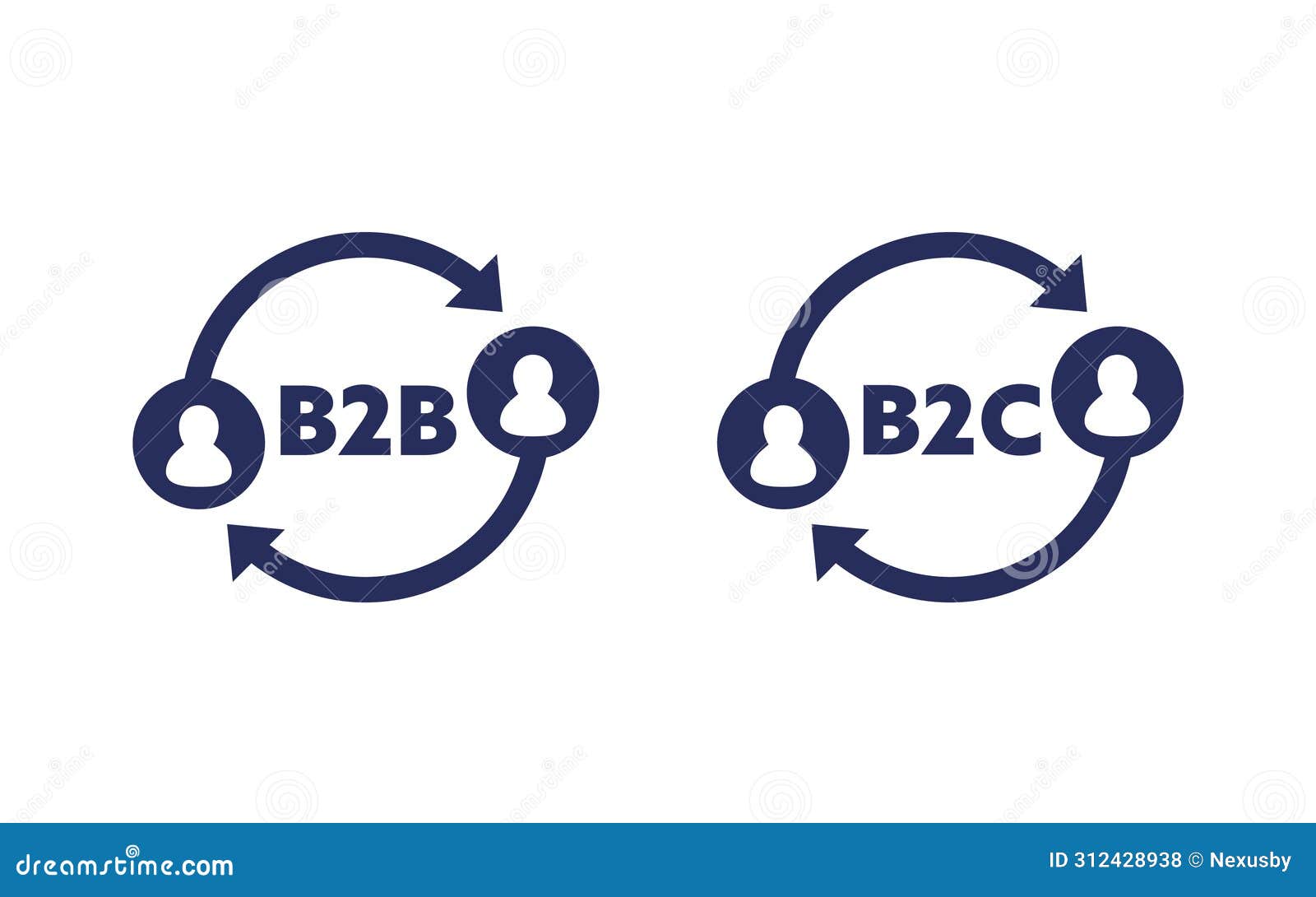 B2b and b2c icons on white stock vector. Illustration of service ...
