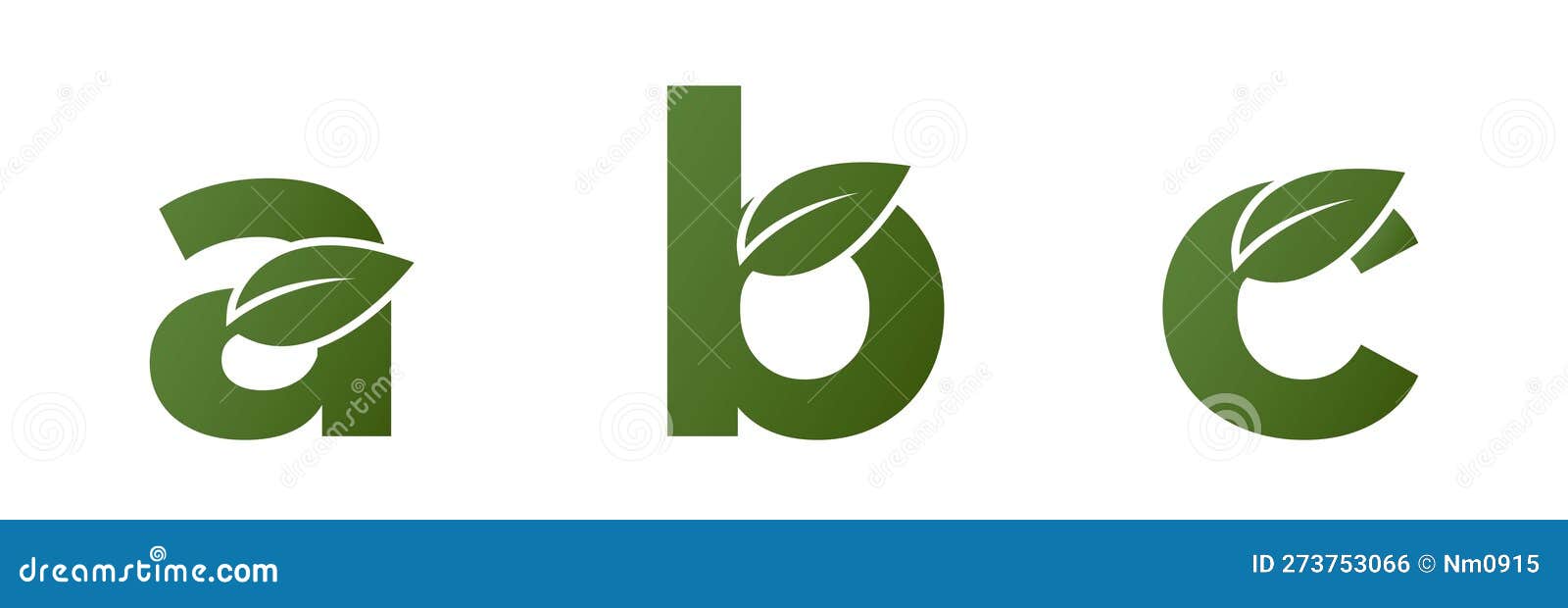 A B C Lowercase Letters with Leaf. Alphabet Logo Design. Eco Friendly ...