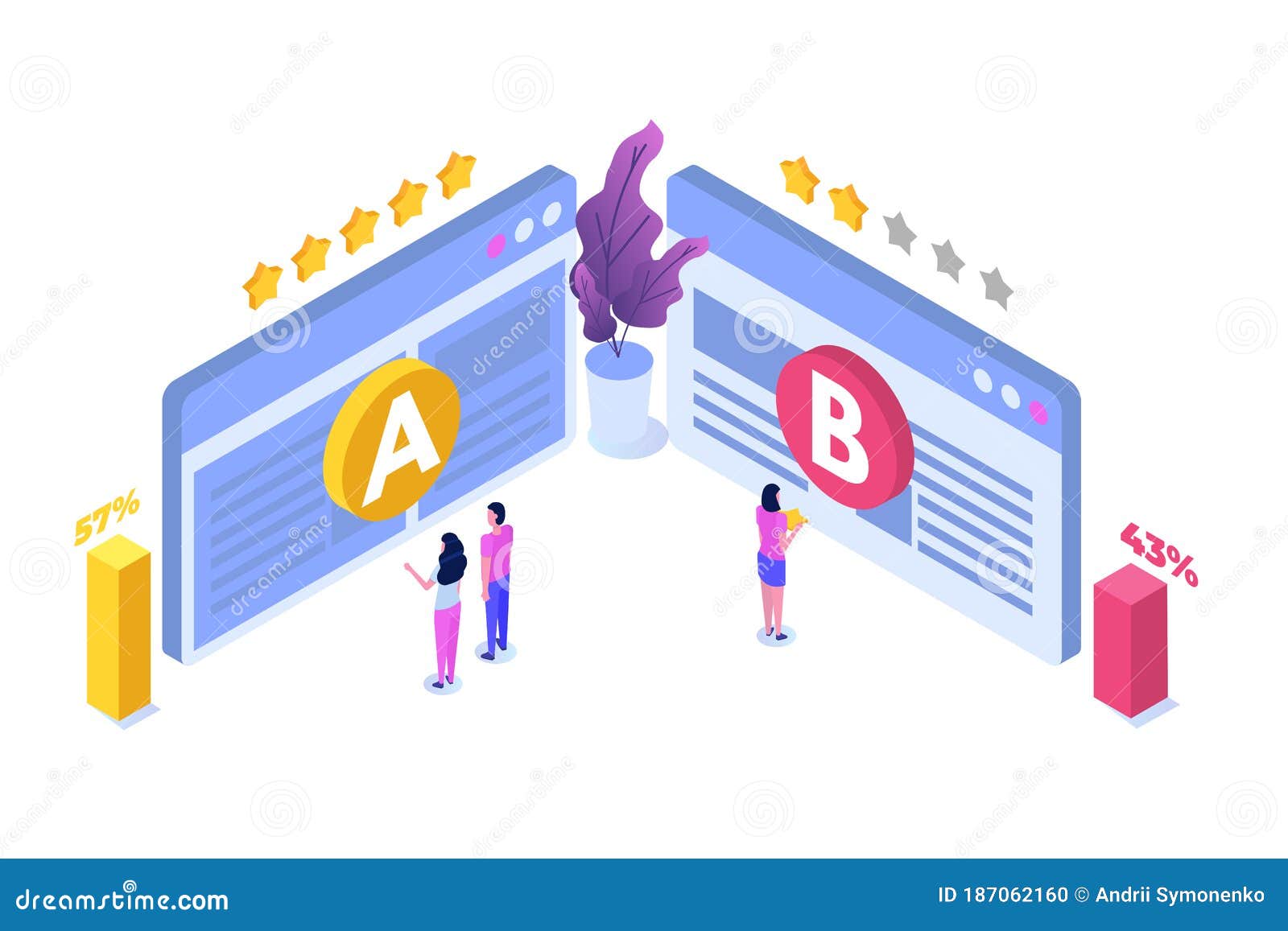 A-B Comparison. Split Testing Isometric Concept Stock Vector ...