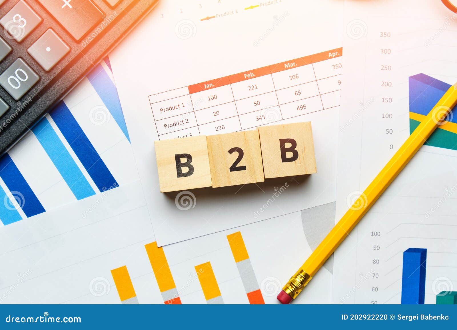 B2b Concept on Paper Charts and Reports Stock Photo - Image of internet ...