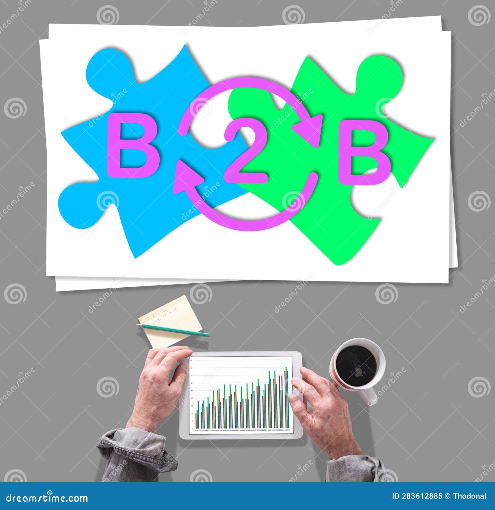 B2b Concept Placed on a Desk Stock Illustration - Illustration of ...