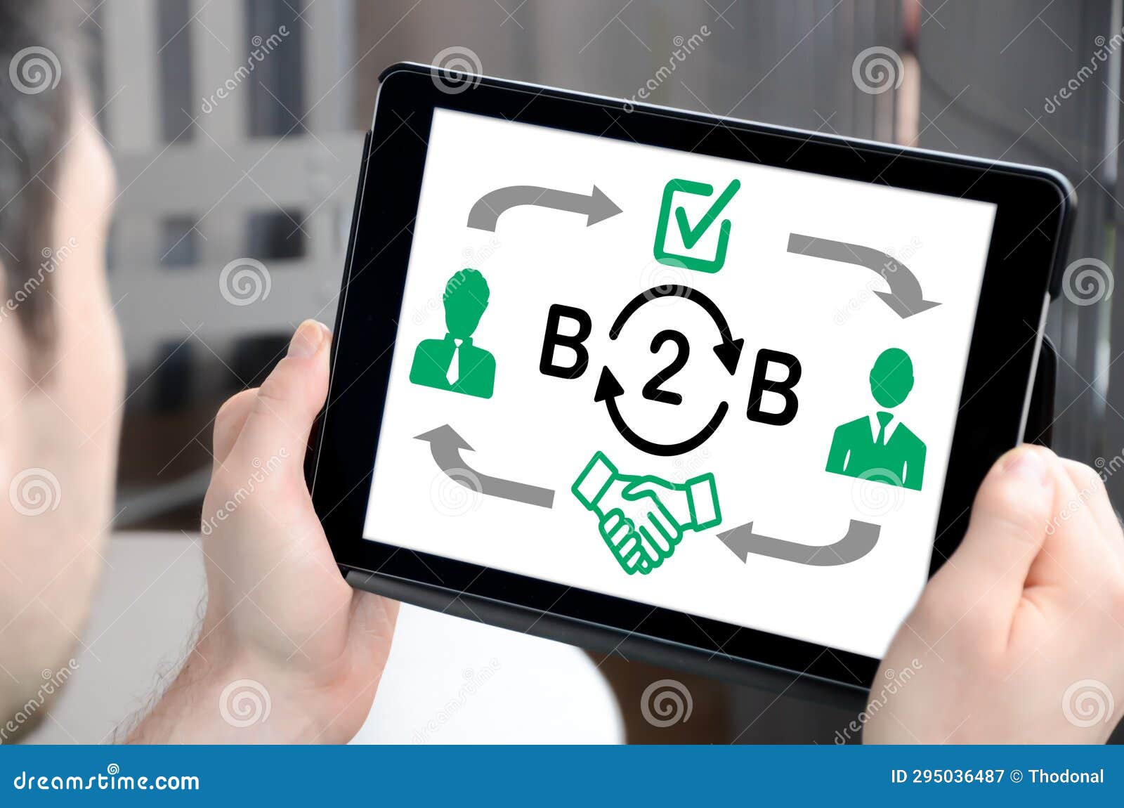 B2b concept on a tablet stock image. Image of partnership - 295036487