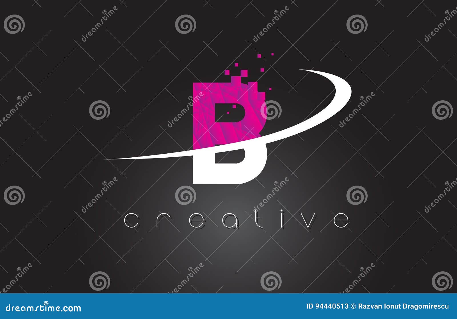 B Creative Letters Design with White Pink Colors Stock Vector ...