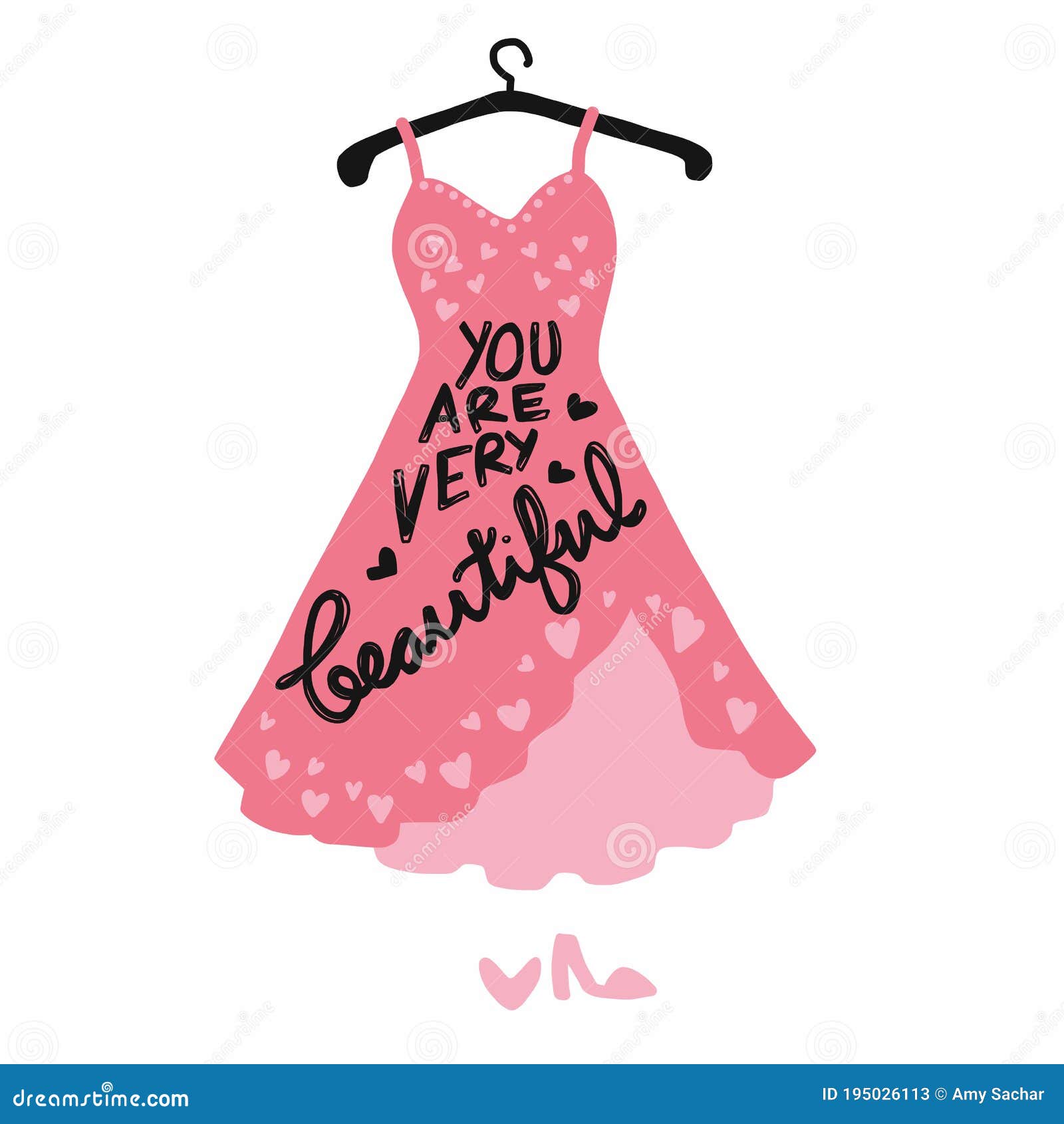 You are Very Beautiful Word of Pink Dress Illustration Stock Vector ...