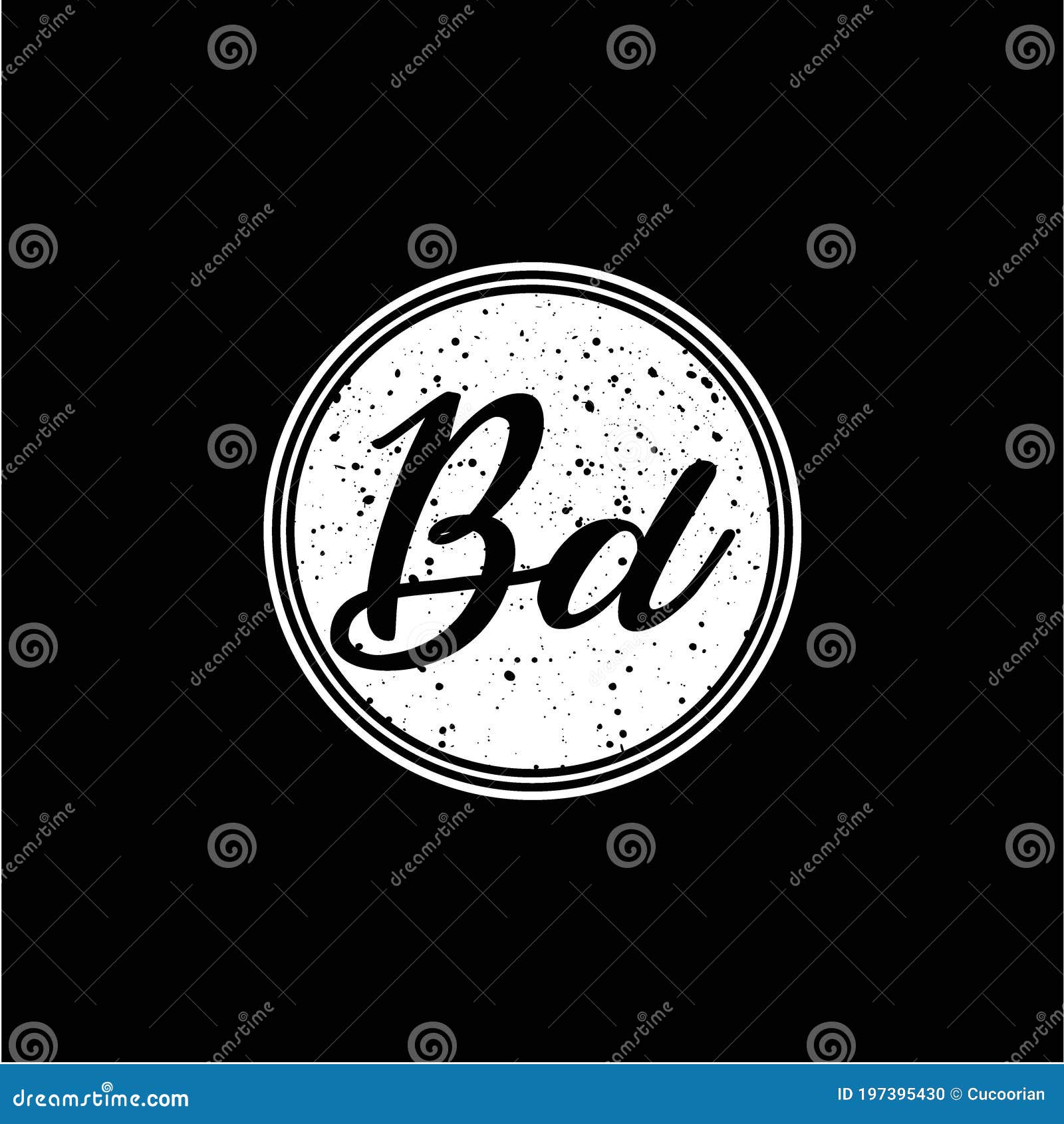 B D Initial Handwriting in Black and White Circle Frame Design Stock ...