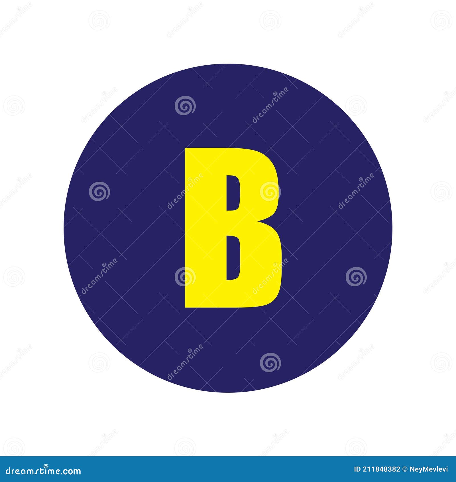 Letter B with Yellow Impact Font in Dark Blue Circle Stock Vector ...