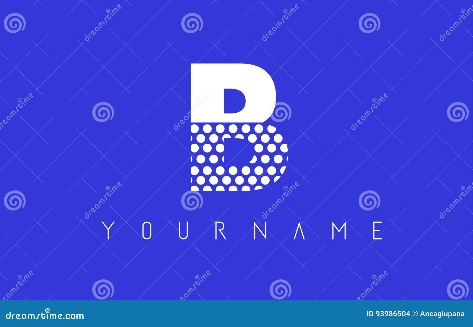 B Dotted Letter Logo Design with Blue Background. Stock Vector ...