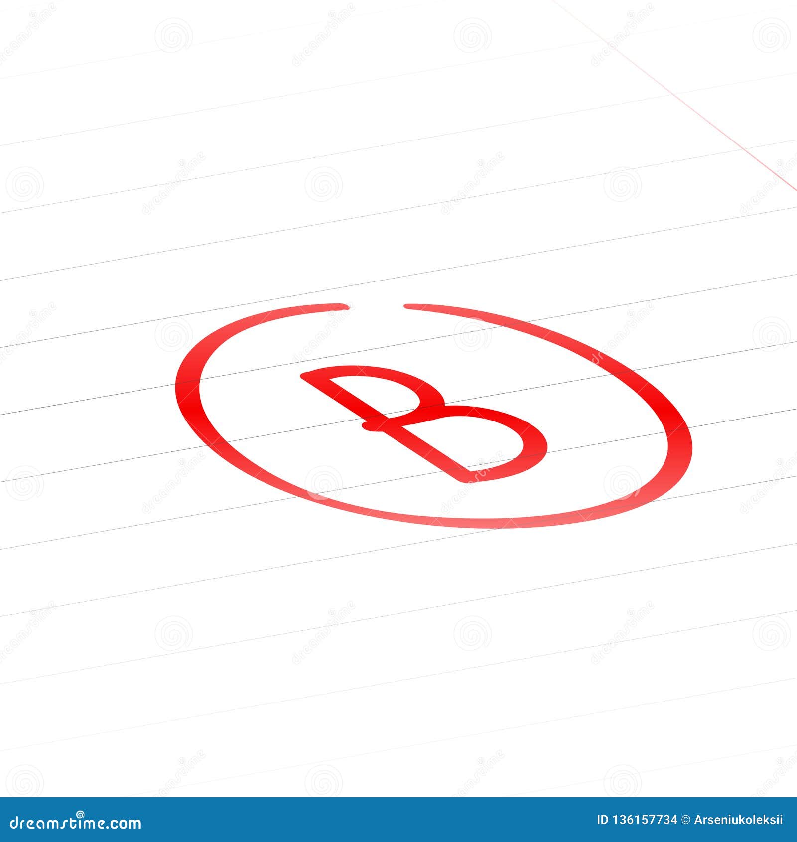 B Examination Result Grade Red Latter Mark Stock Vector - Illustration ...