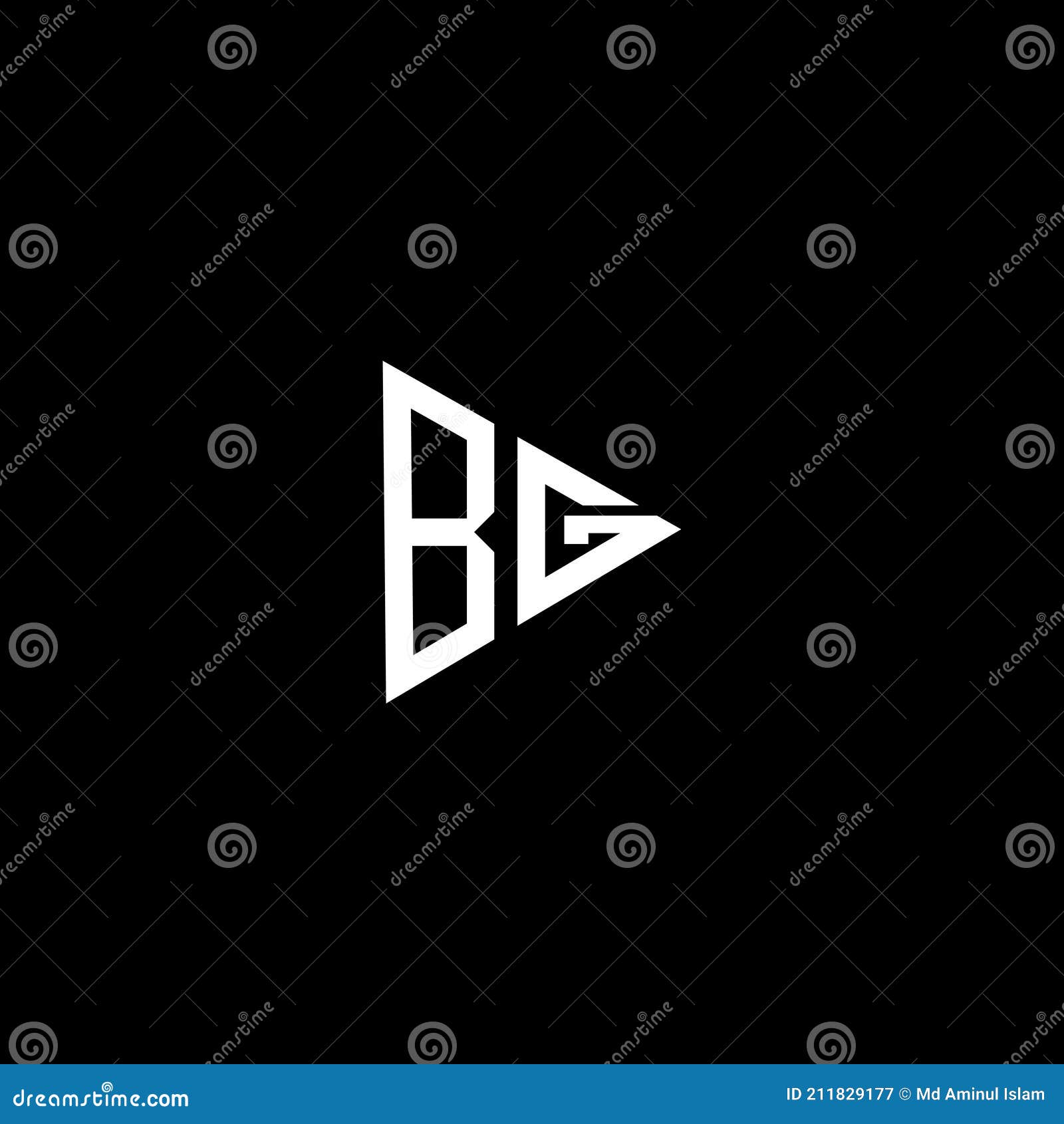B G Letter Logo Creative Design on Black Color Background, Bg Stock ...