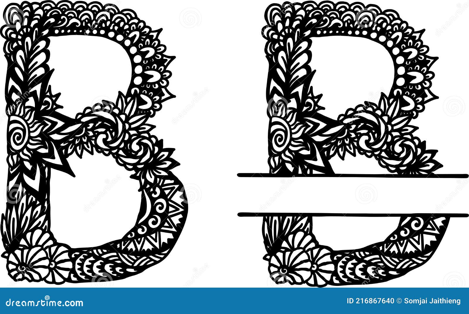 Hand Drawn Letter B for Design Element. Vector Illustration Stock ...