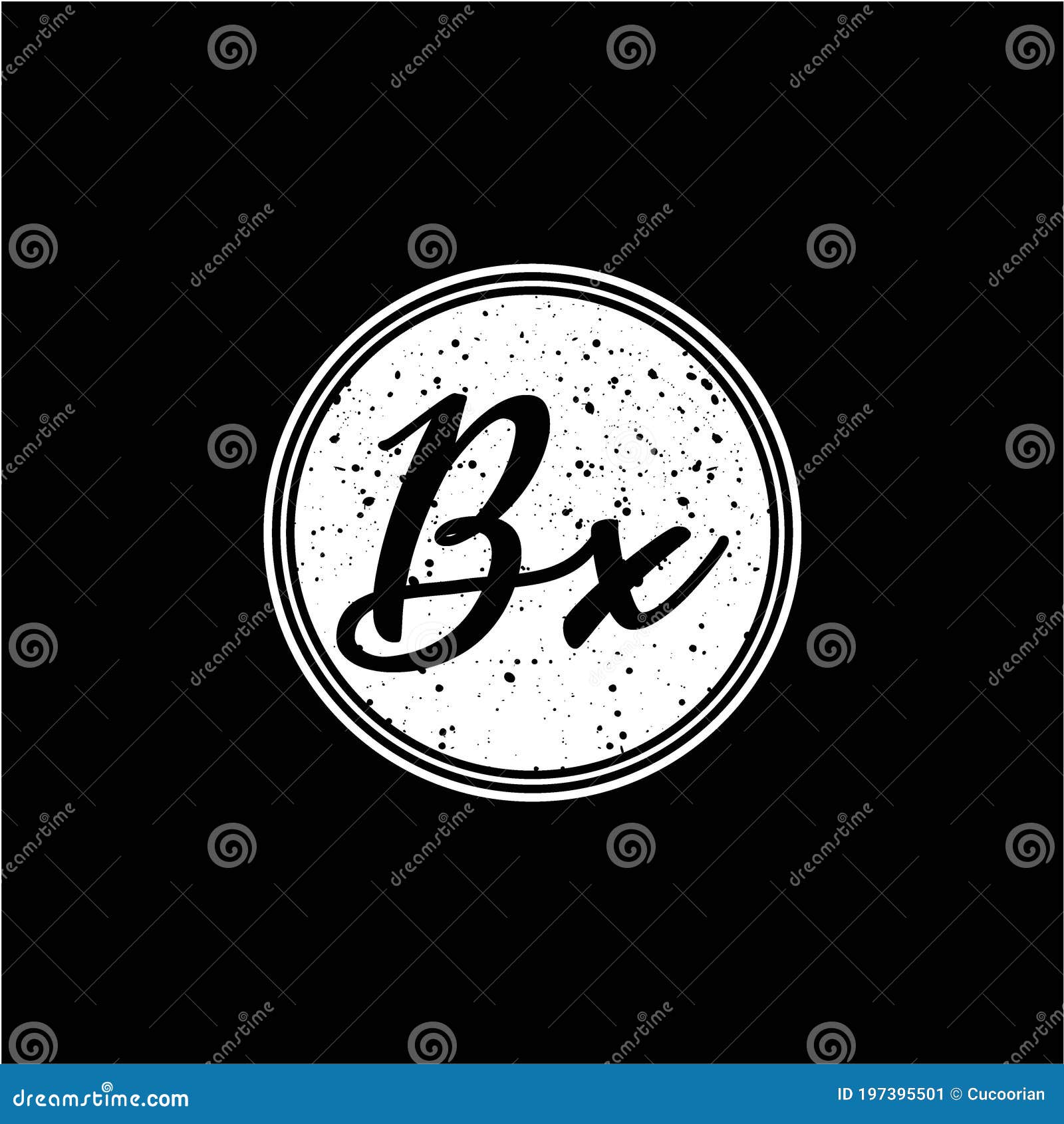 B X Initial Handwriting in Black and White Circle Frame Design Stock ...