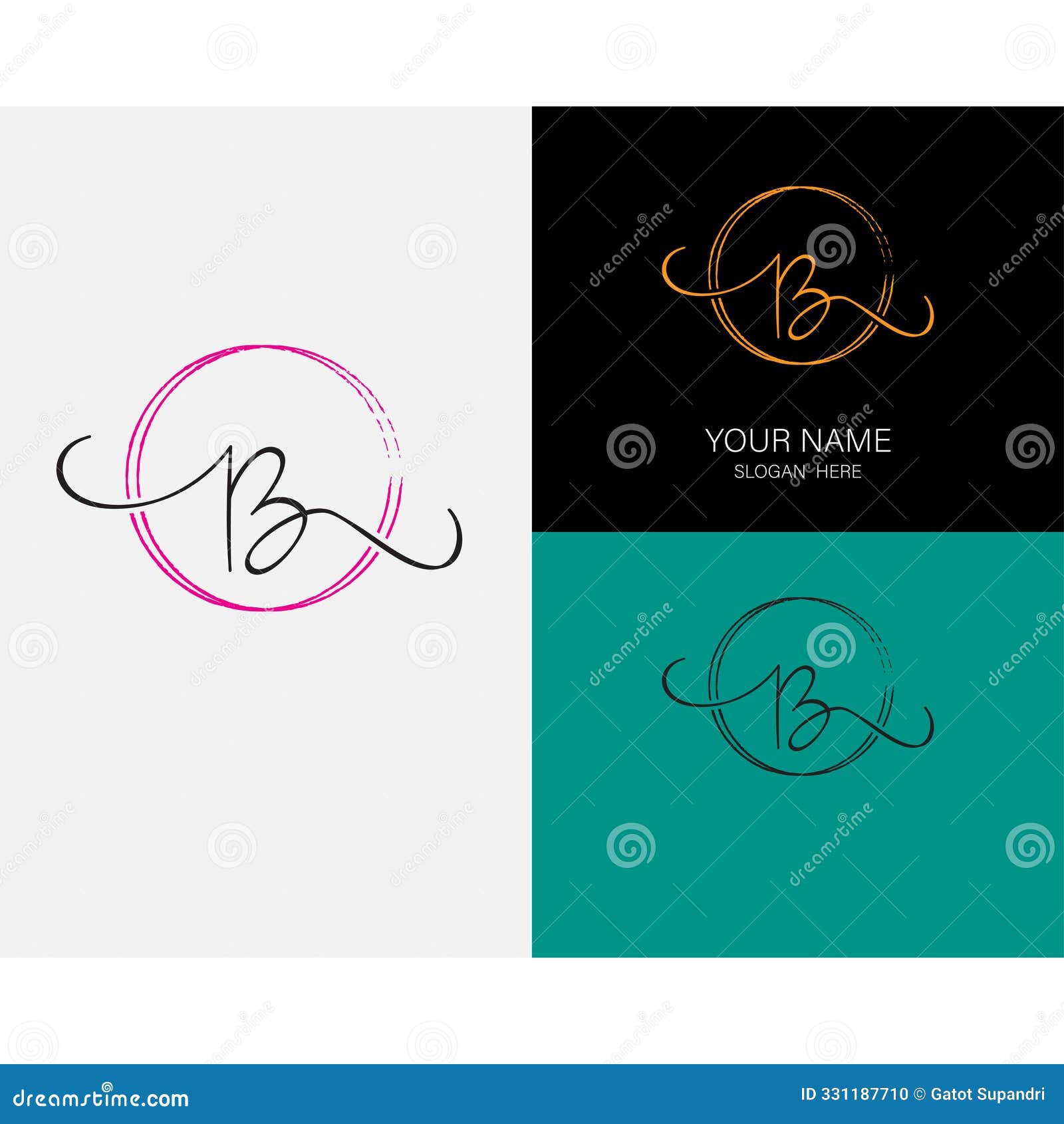 B Initial Handwriting and Signature Logo Beauty Template Stock ...