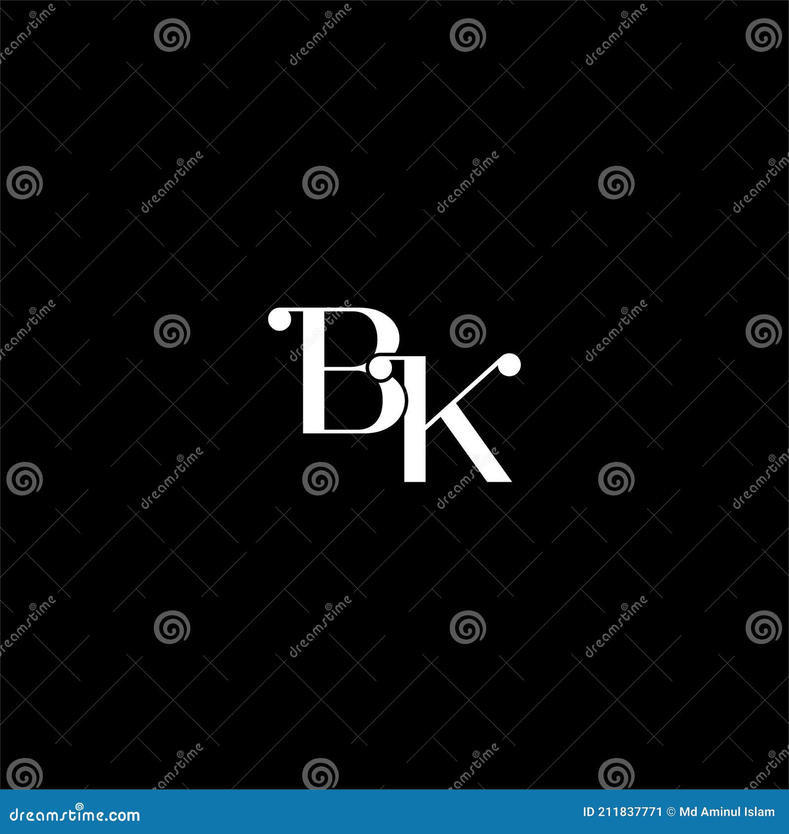 B K Letter Logo Creative Design on Black Color Background, Stock Vector ...
