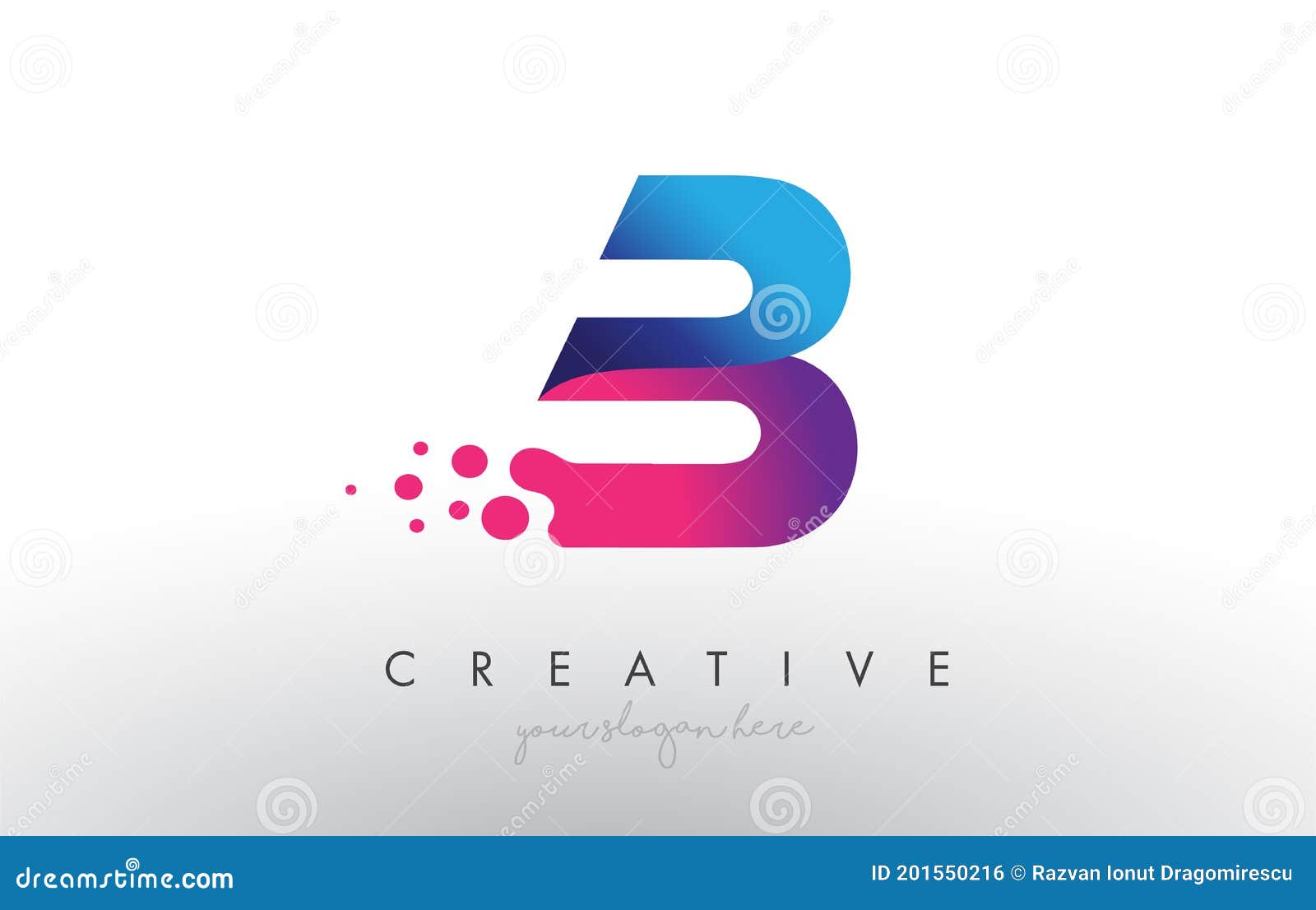 B Letter Design with Creative Dots Bubble Circles and Blue Pink Colors ...