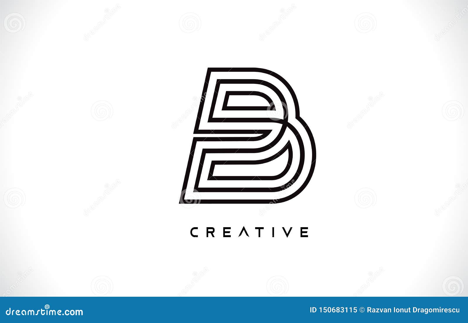 B Letter Design Logo with Creative Modern Trendy Minimalist Monogram ...