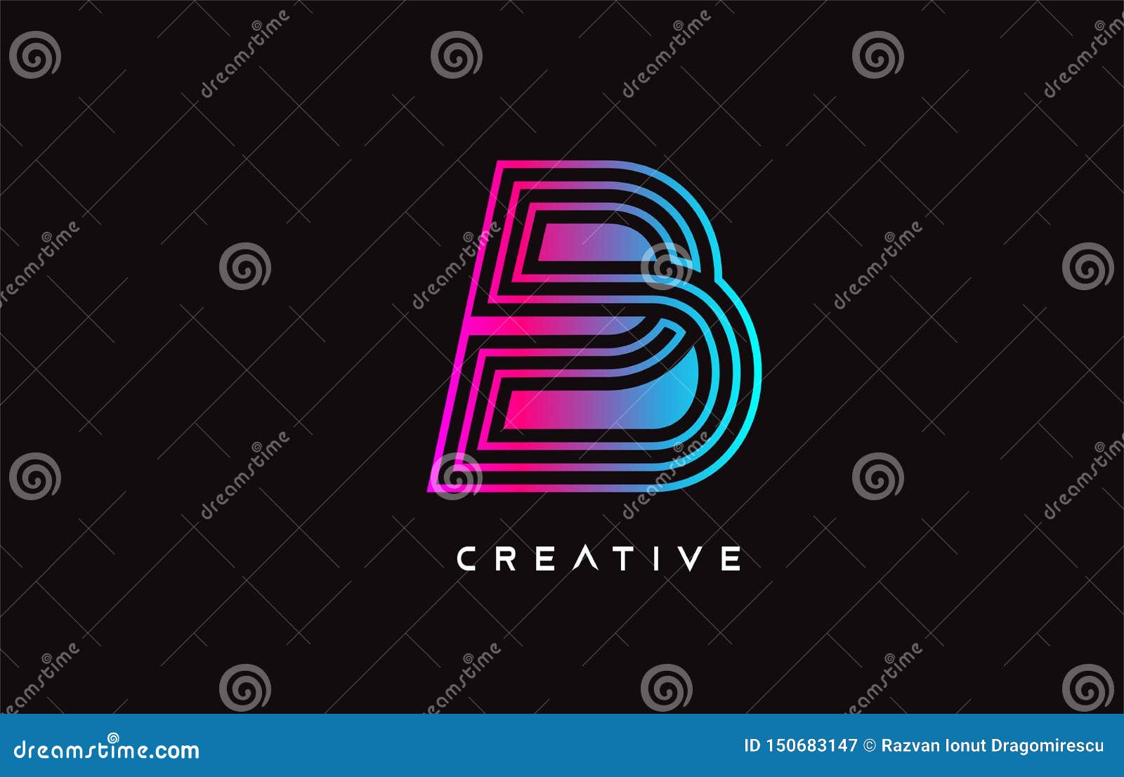 B Letter Design Logo with Creative Modern Trendy Minimalist Monogram ...