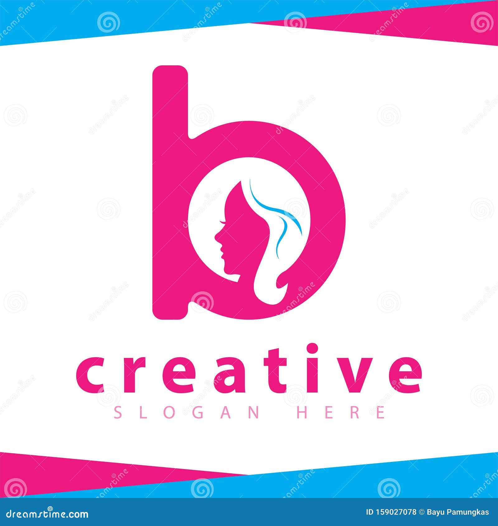 B Letter Face Women Logo stock vector. Illustration of hair - 159027078