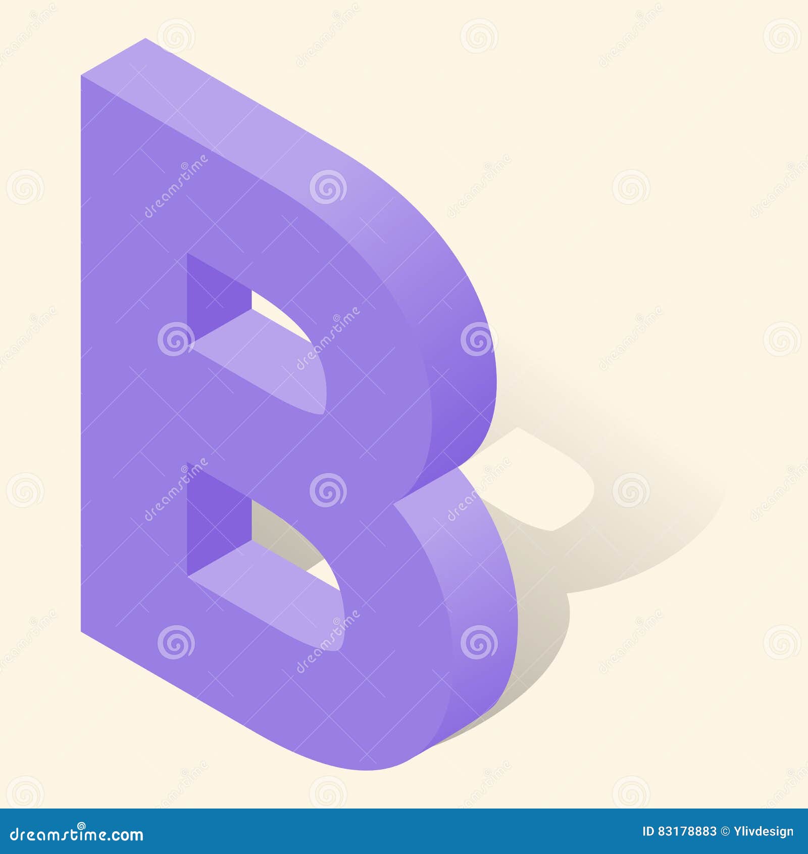 B Letter in Isometric 3d Style with Shadow Stock Vector - Illustration ...