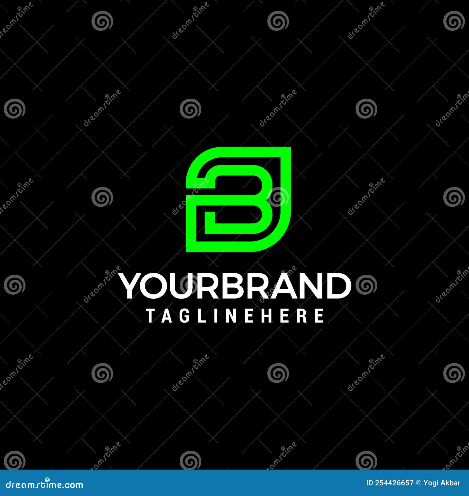 B Letter Leaf Initial Nature Line Art Outline Monoline Logo Vector Icon ...