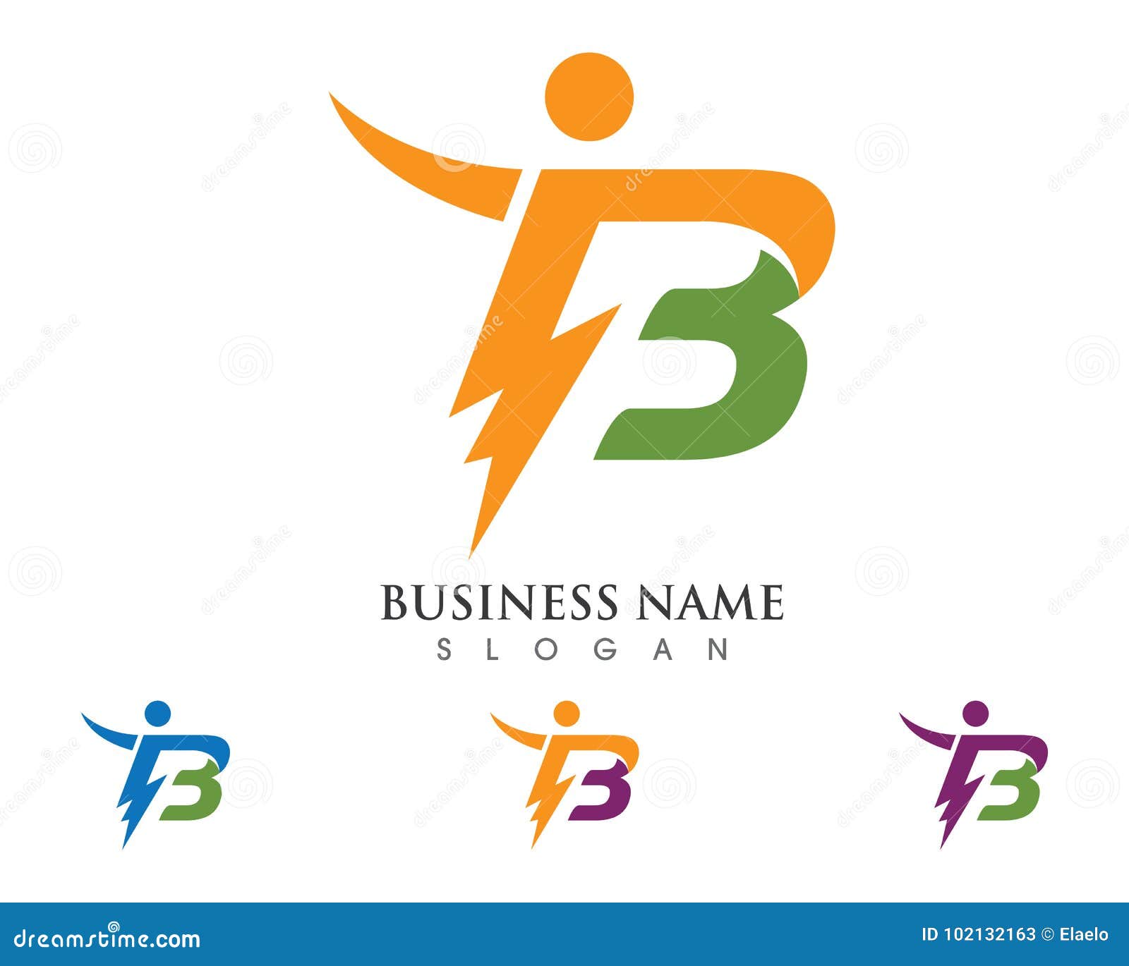 B Letter Lightning Logo Template Stock Vector - Illustration of company ...