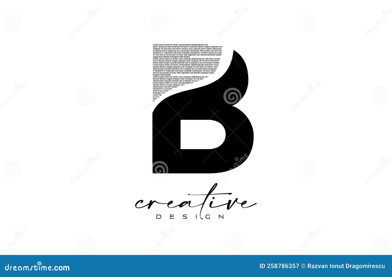 B Letter Logo Design with Creative Letter B Made of Black Text Font ...