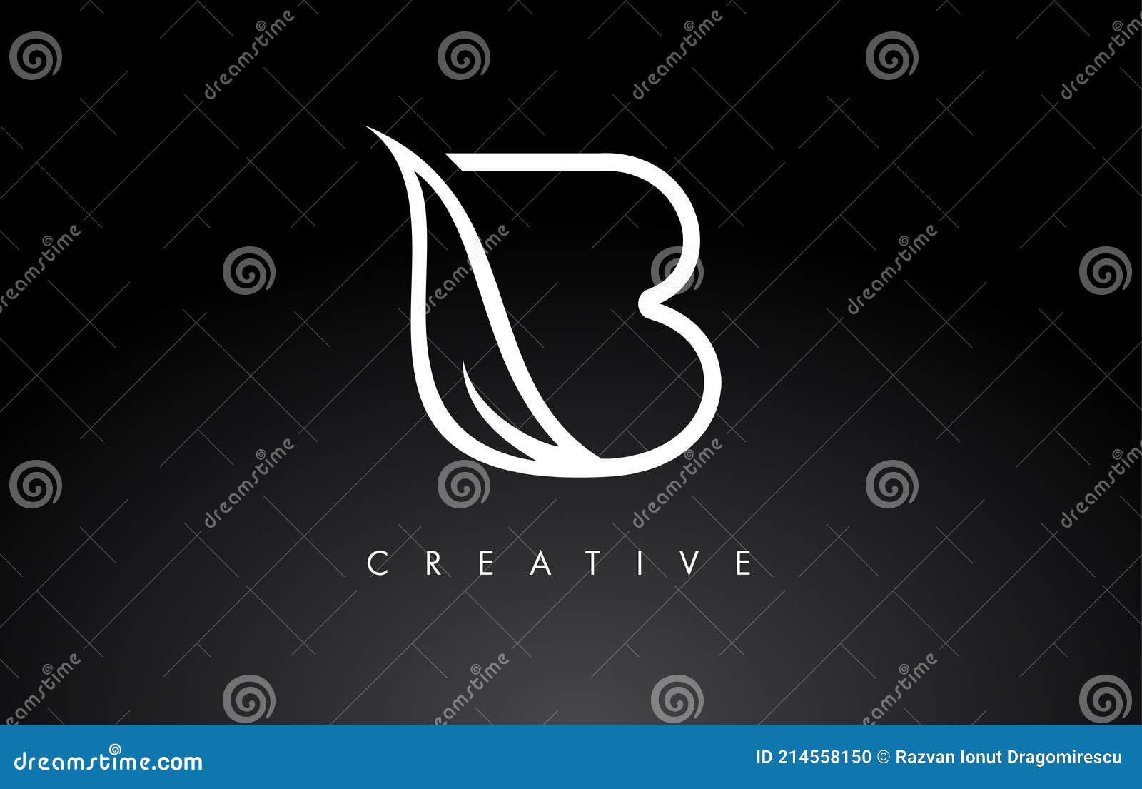 B Letter Logo with Monogram Leaf Concept in Black and White Colors ...